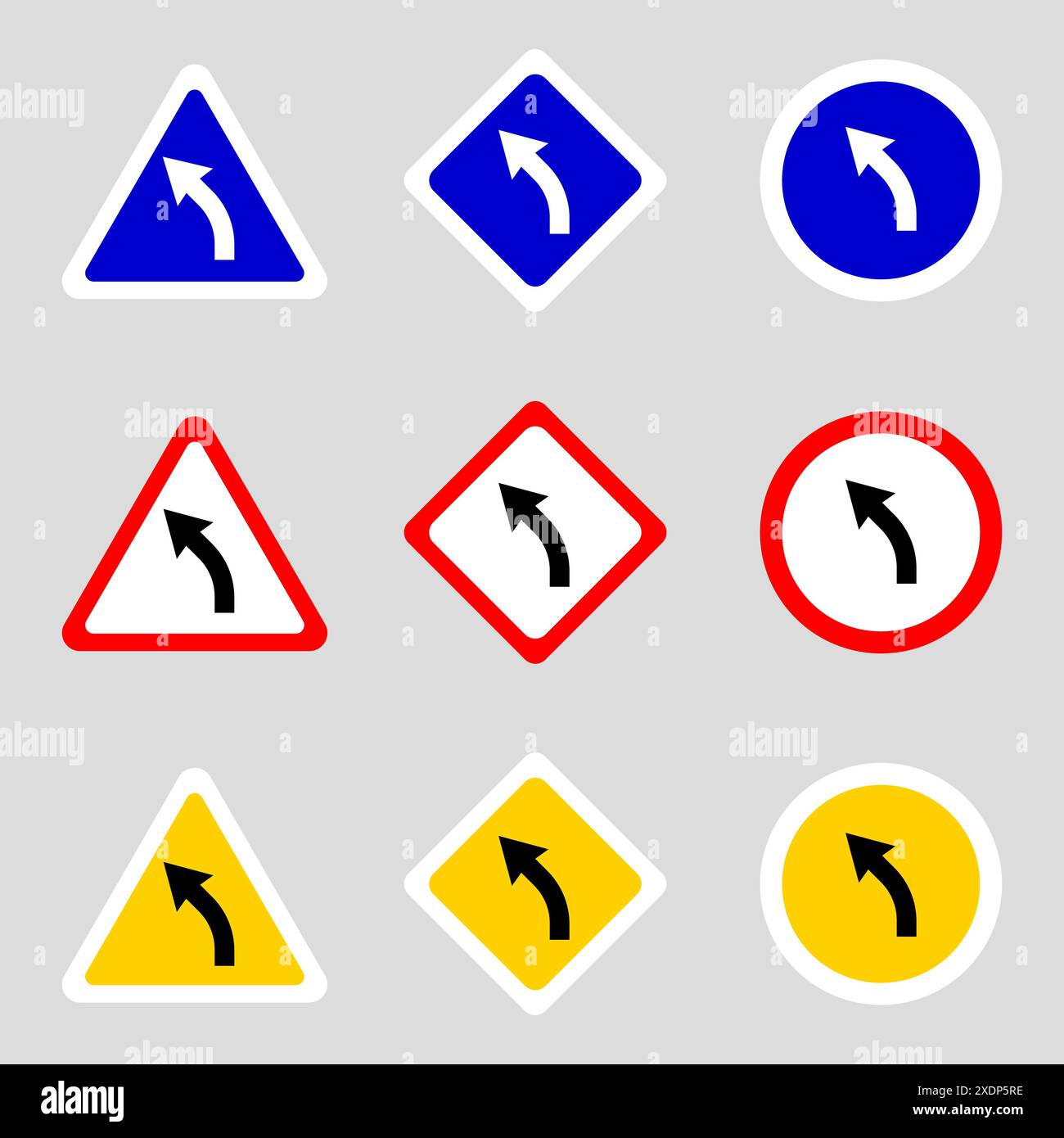 Left curve ahead sign. Vector illustration Stock Vector Image & Art - Alamy