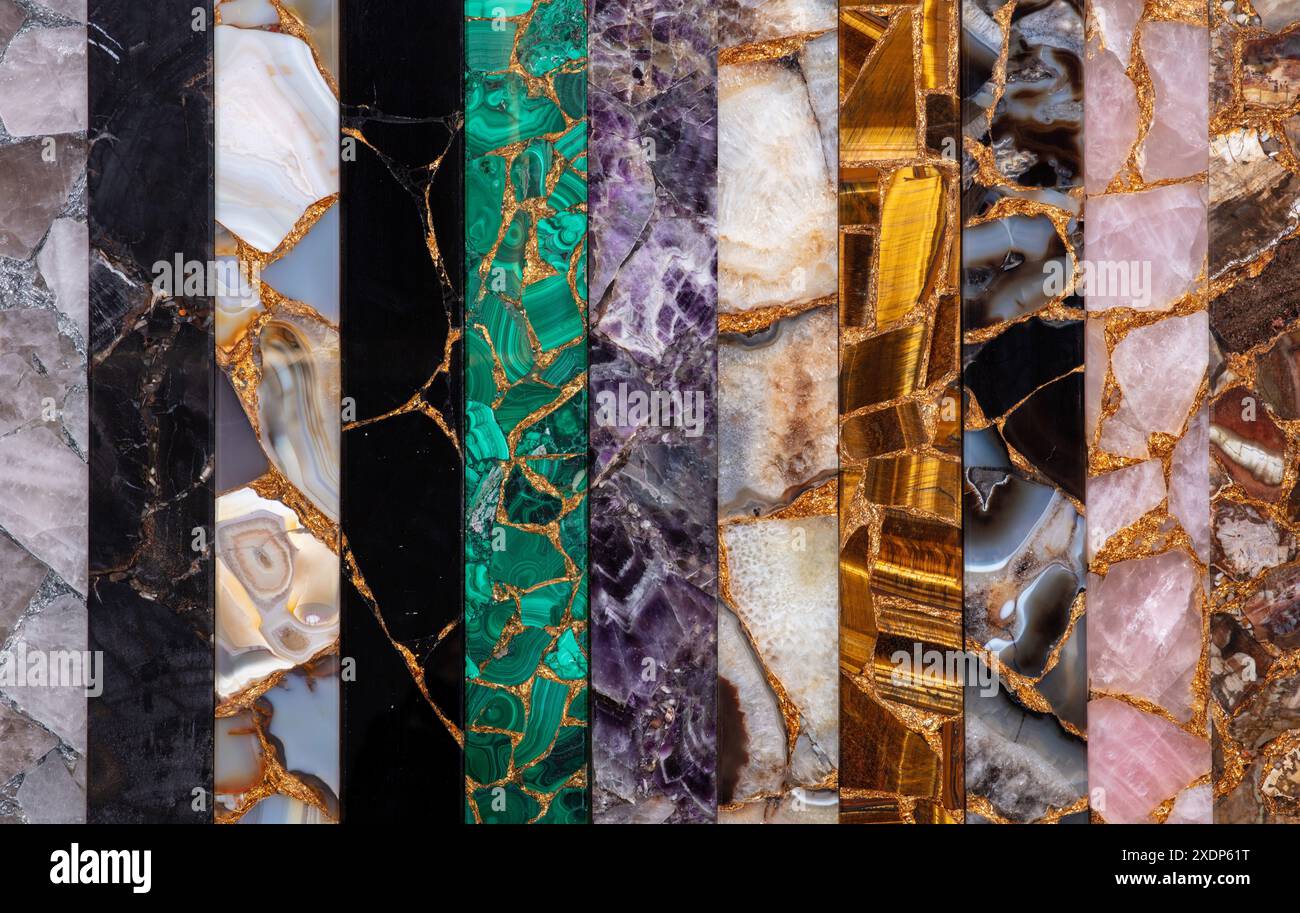 Gold set with precious and semi precious stones hi-res stock ...