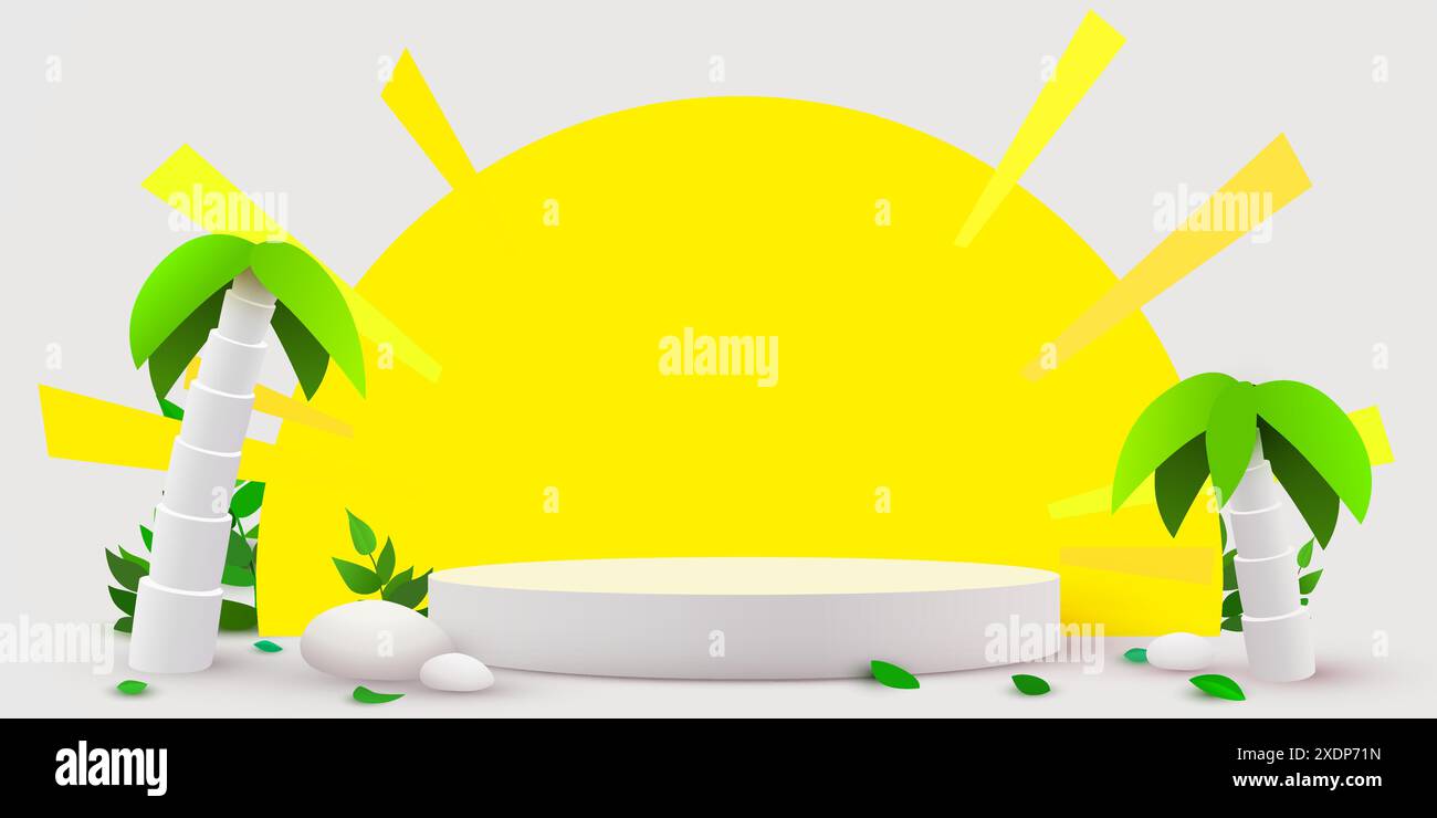 Summer podium. Product presentation, mock up, podium. Sale banner and ...