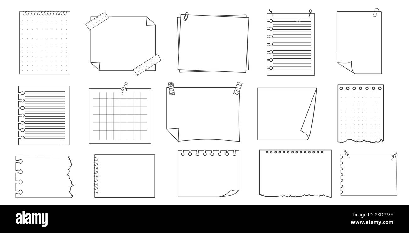 Memo sticky note reminder sheet paper. Doodle paper frame, check list ...