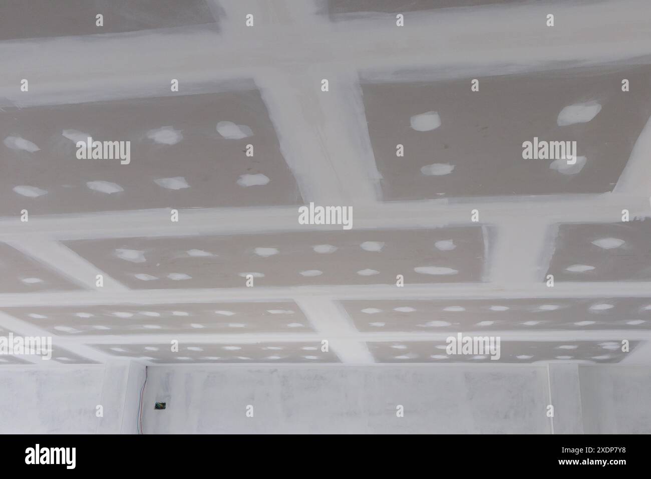 ceiling gypsum board installation at construction site Stock Photo - Alamy
