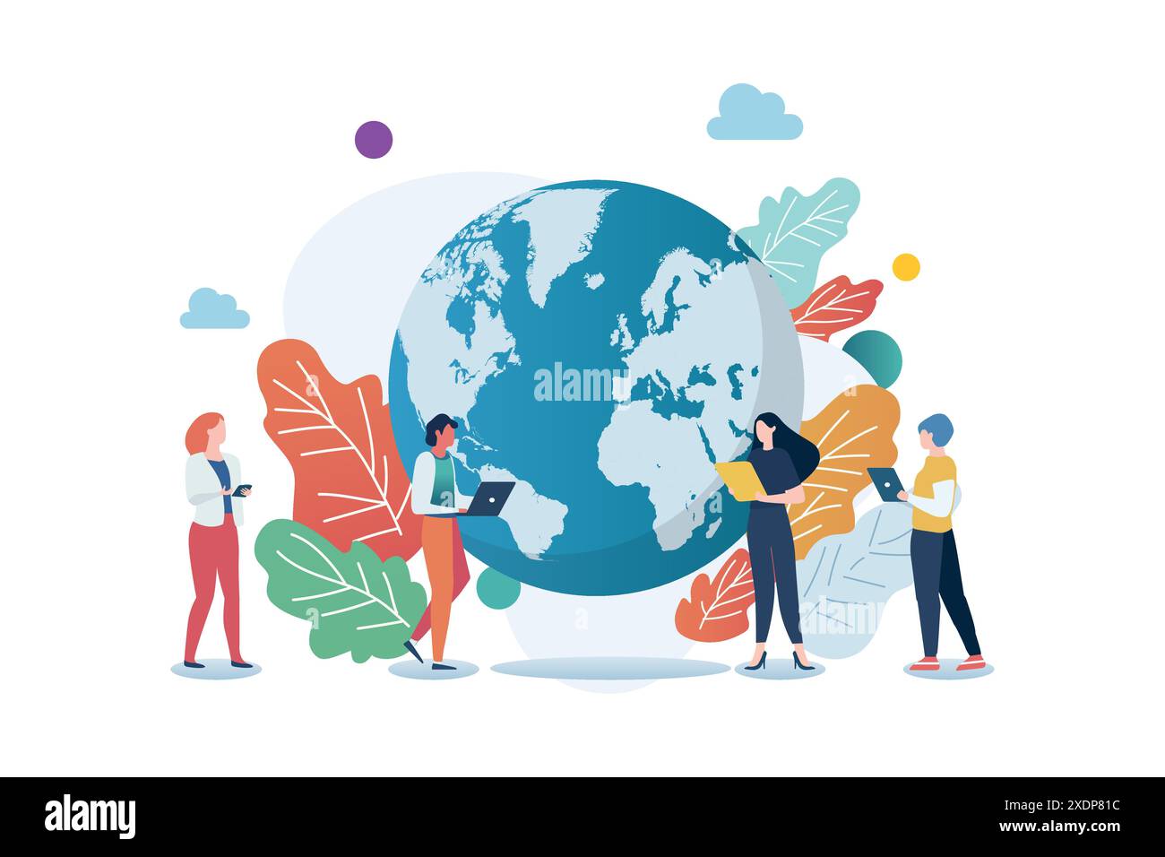 Global business concept. People with Earth globe on the background ...