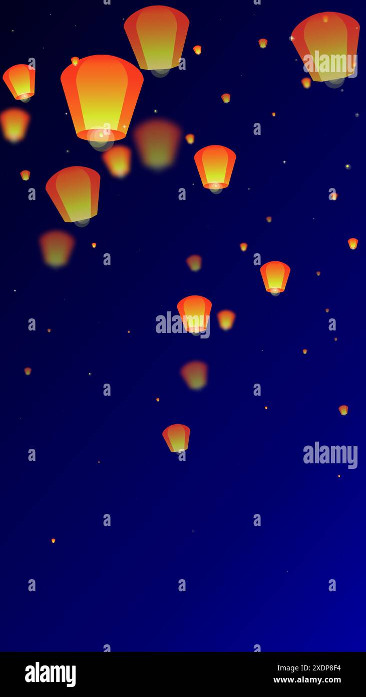 Yi peng festival card. Thailand holiday with paper lantern lights ...