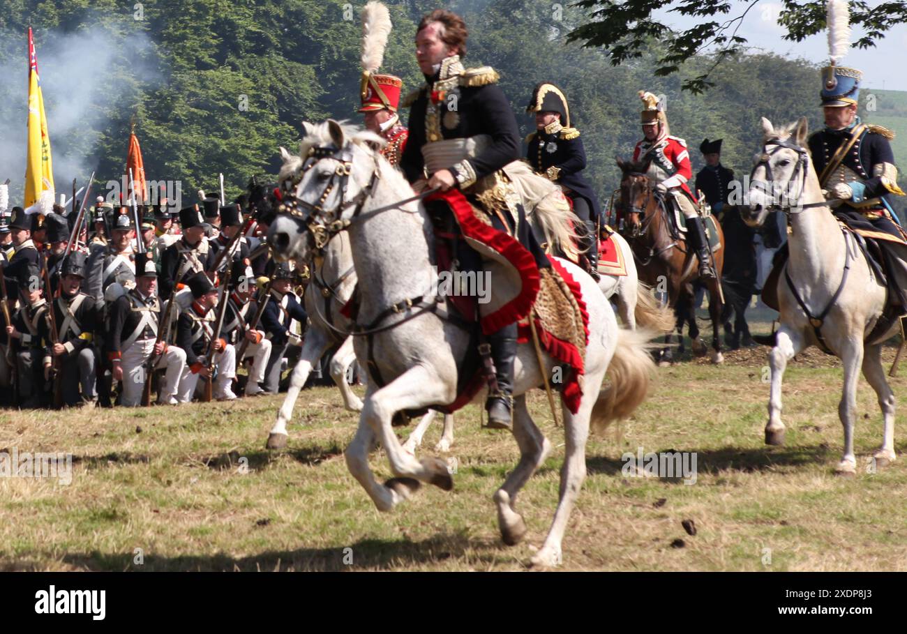 WATERLOO, BELGIUM - 23th June 2024, Reenactors play as military ...