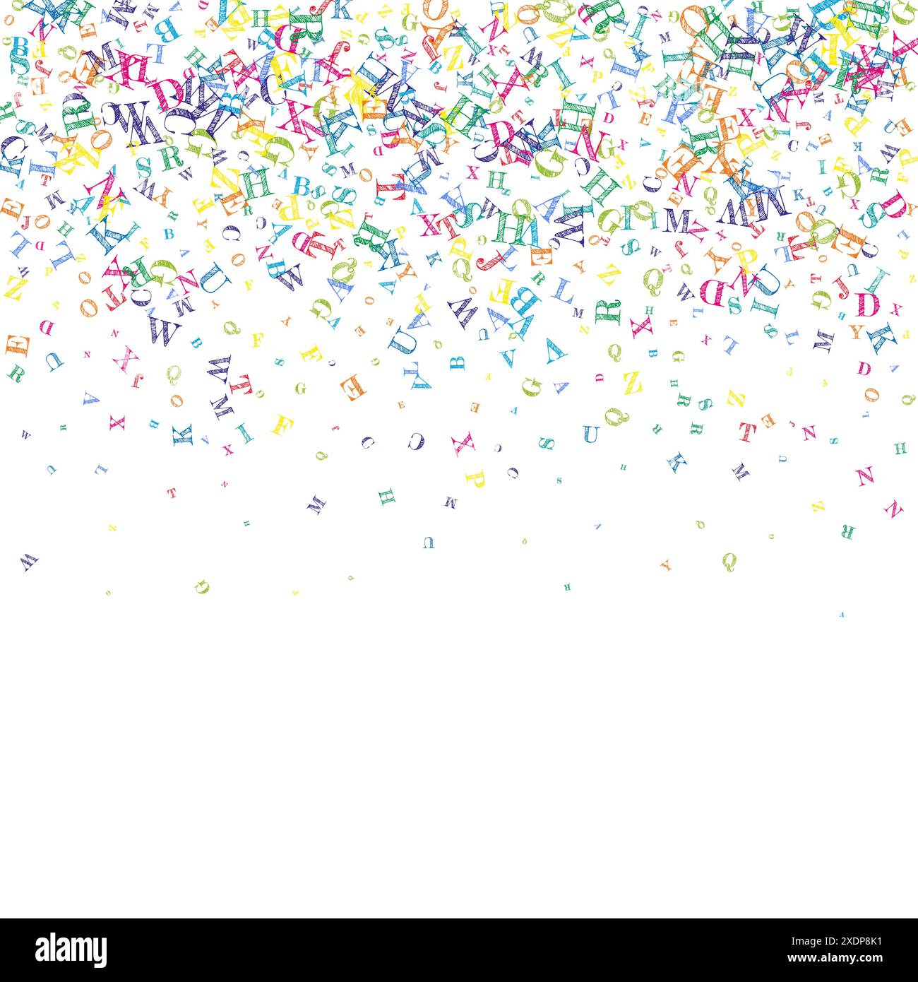 Scattered letters of latin alphabet. Colorful childish floating ...