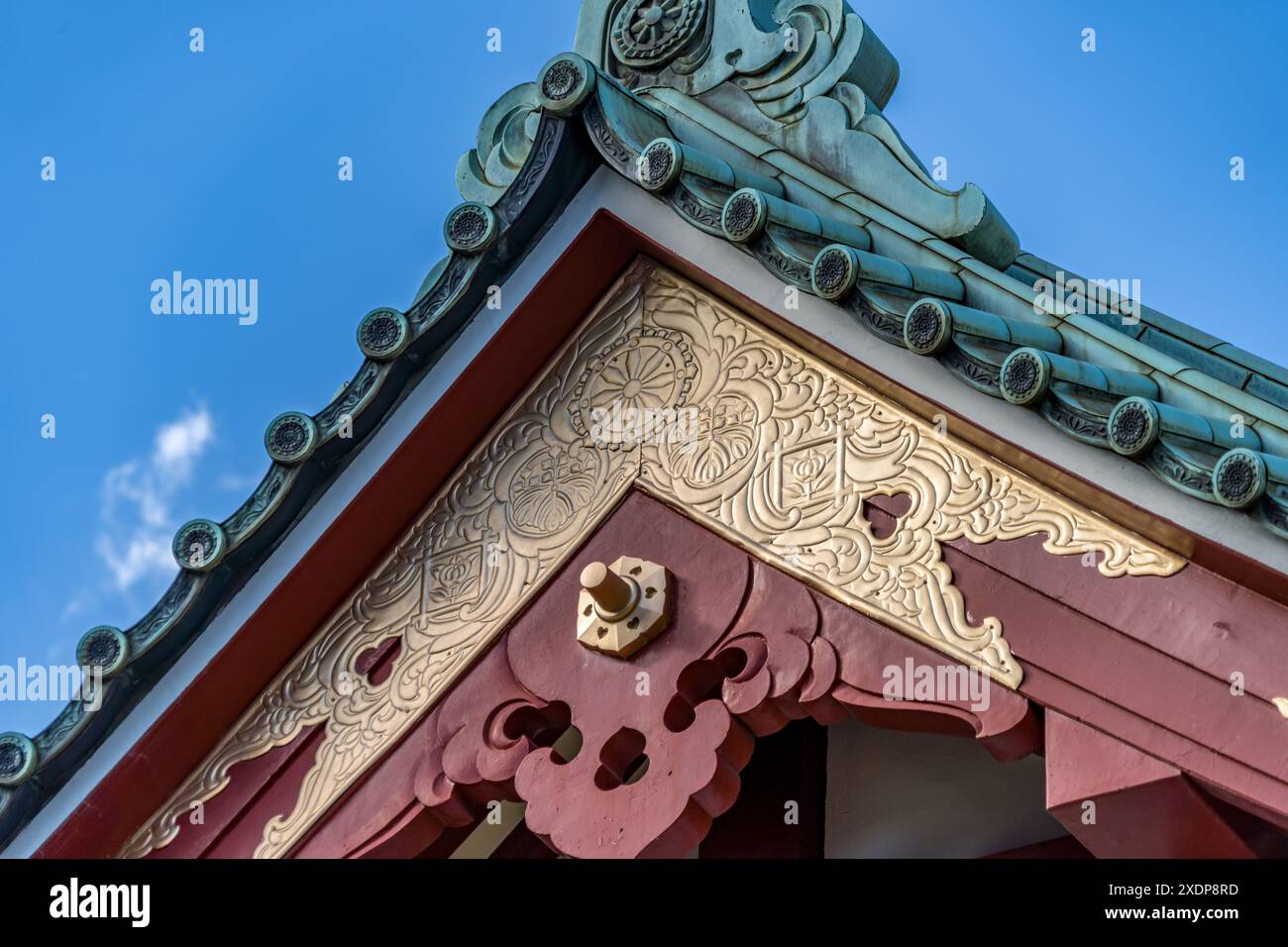 Tokyo, Japan. August 24, 2023 : Tokudaiji temple. Honden Main hall ...