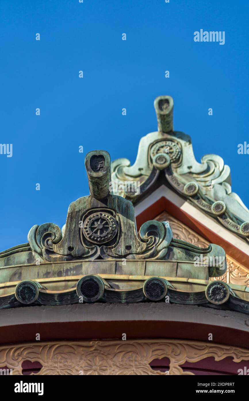 Tokyo, Japan. August 24, 2023 : Tokudaiji temple. Honden Main hall ...