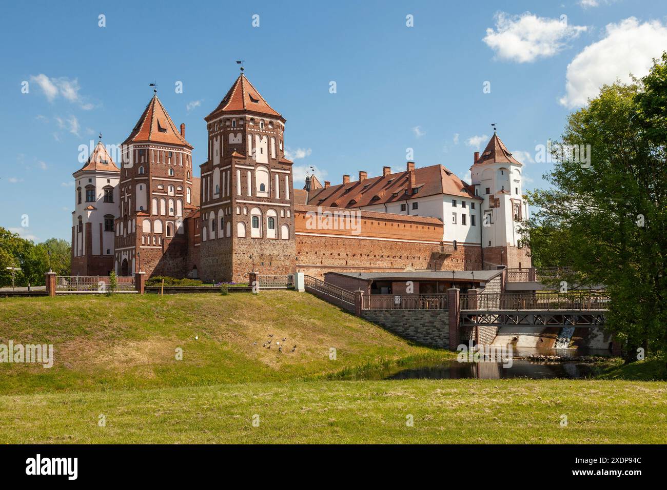 An ancient Gothic castle in the urban settlement of Mir, Belarus Stock ...