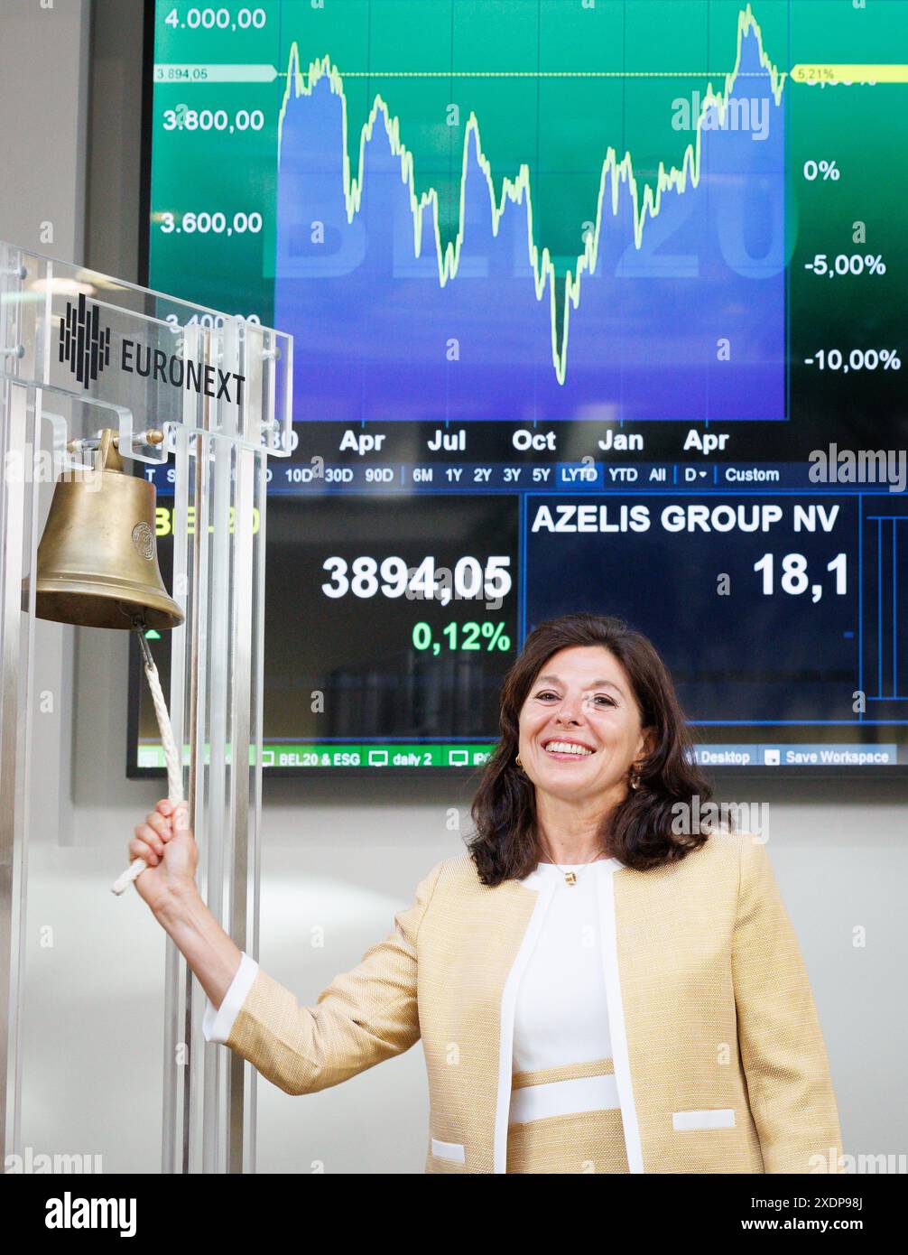Brussels, Belgium. 24th June, 2024. Azelis CEO Anna Bertona pictured ...