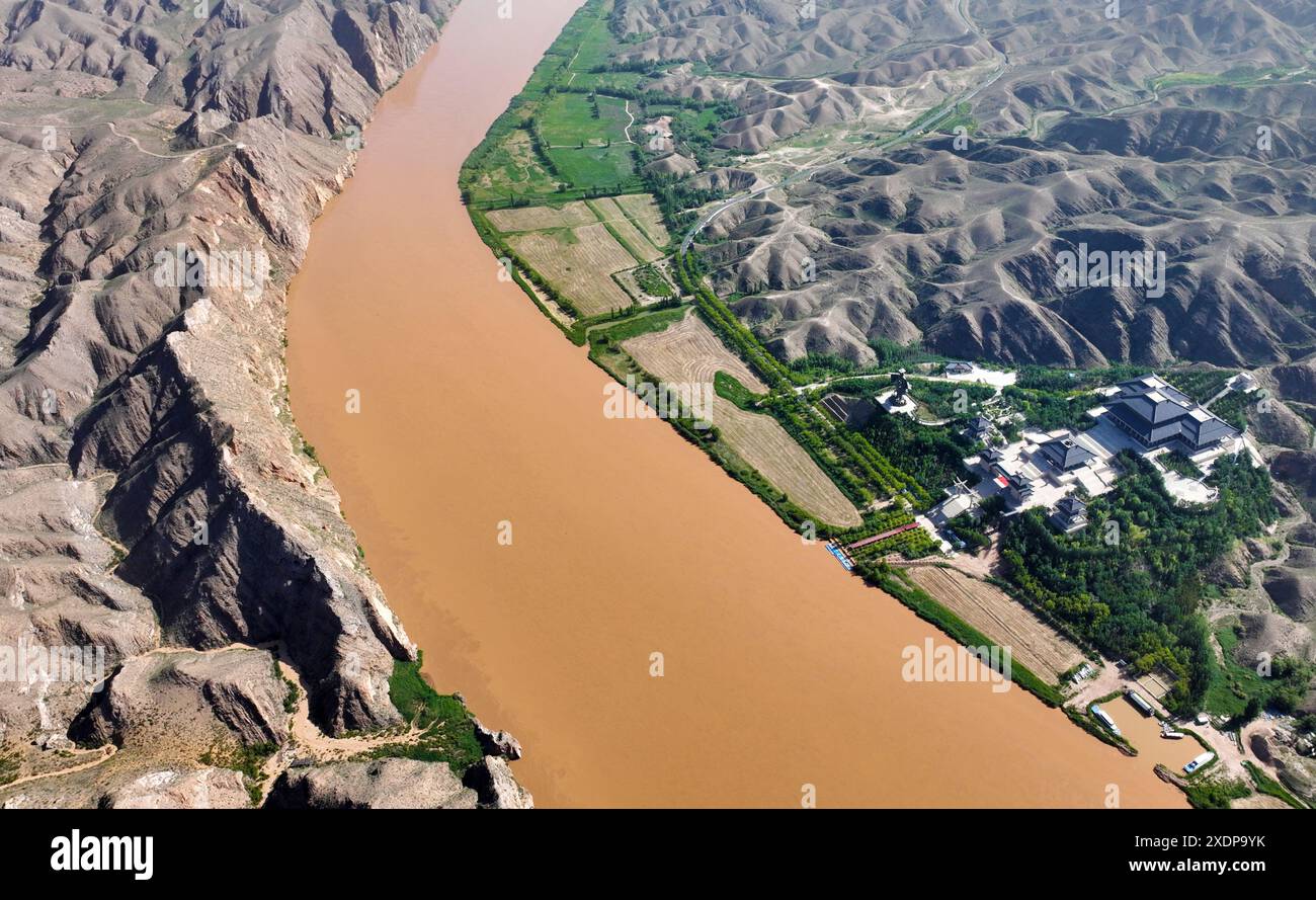 Wuzhong, China. 24th June, 2024. An aerial photo is showing the Yellow ...