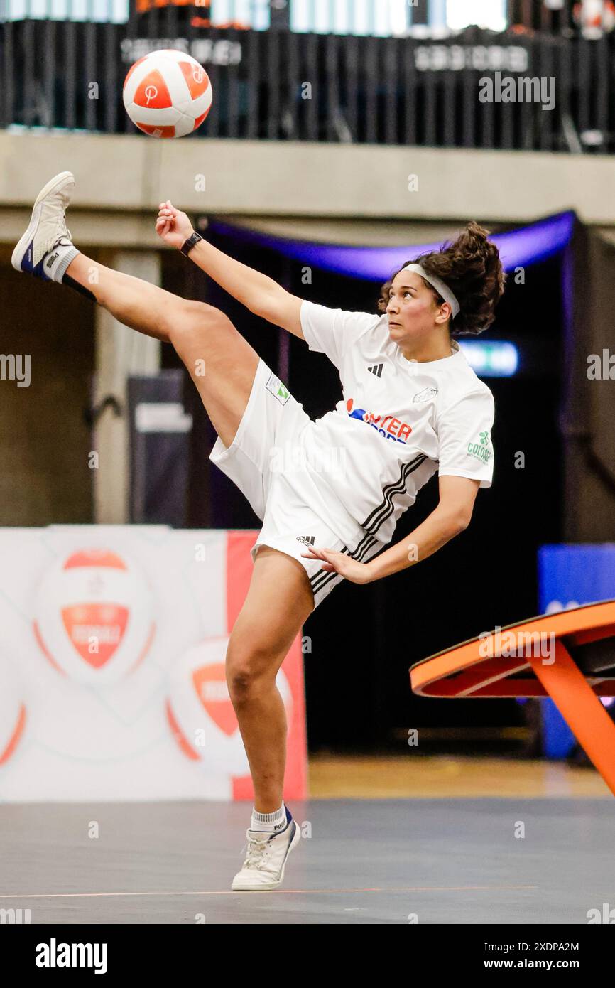 French player Amelie Julian is in action during the Teqball Tour in ...