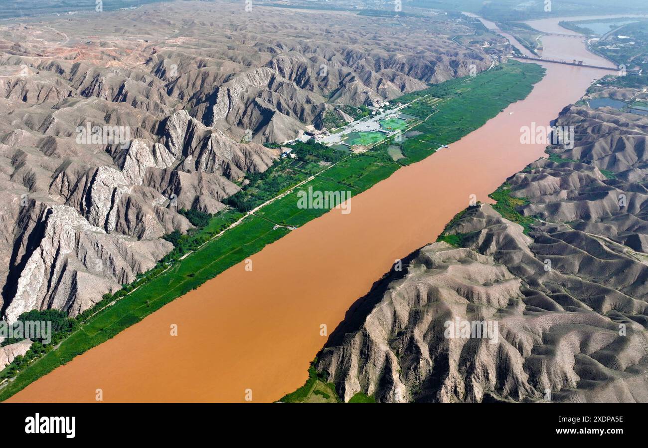 Wuzhong, China. 24th June, 2024. An aerial photo is showing the Yellow ...