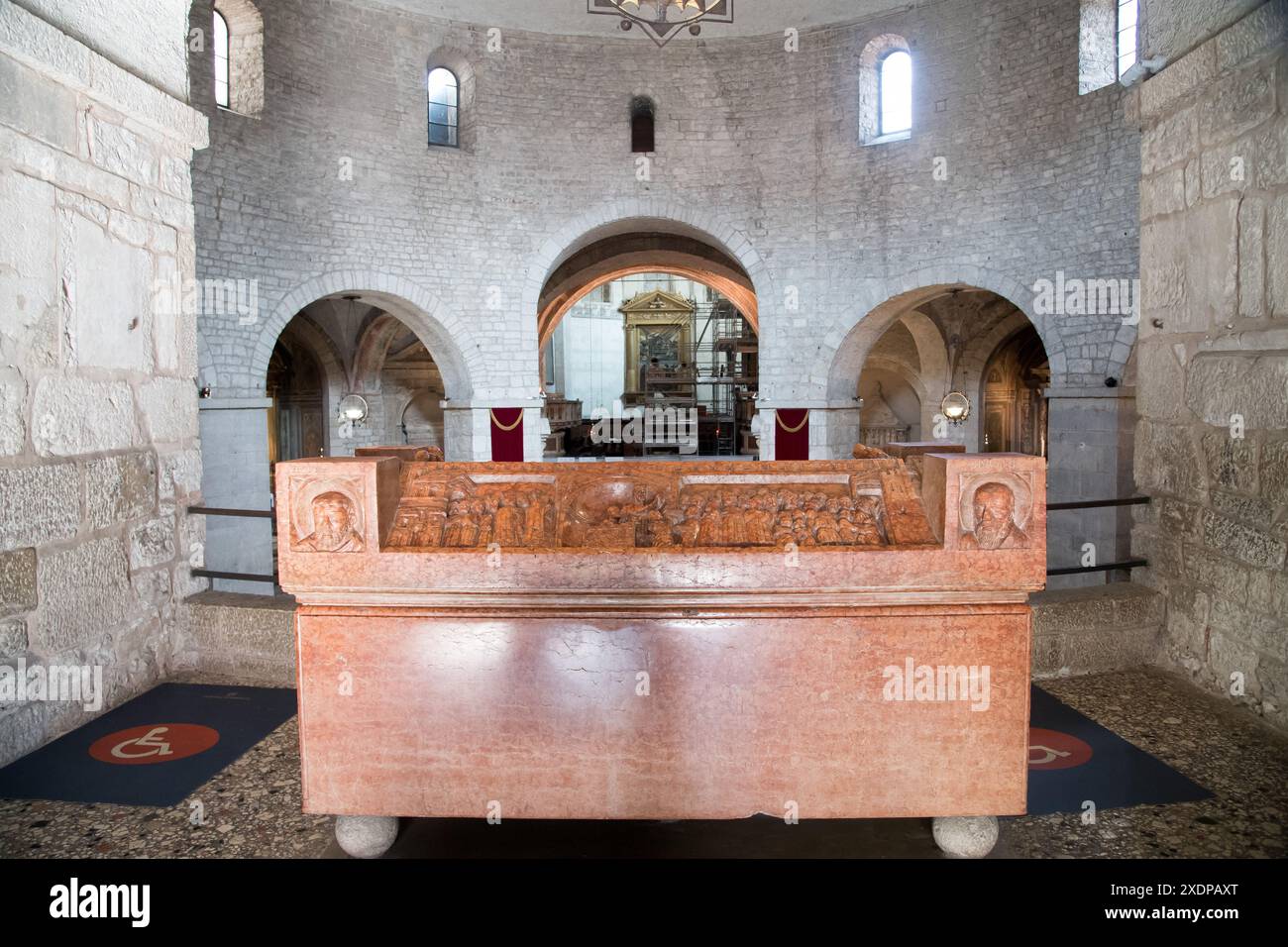 Romanesque Veronose Red marble sarcophagus of Bishop Berardo Maggi from ...