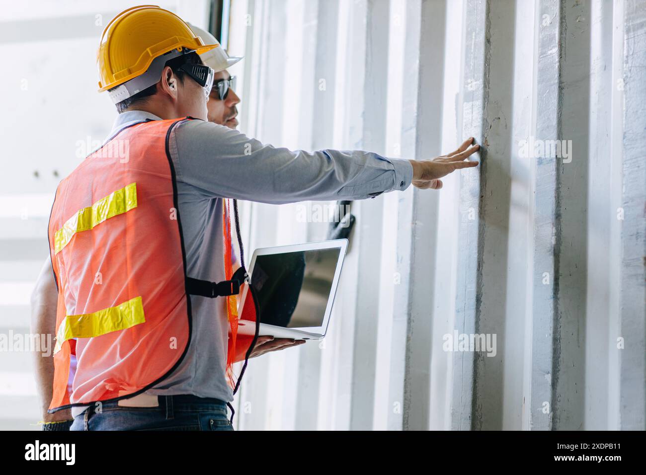 Port Authority Engineer team checking cargo container cabinet condition ...