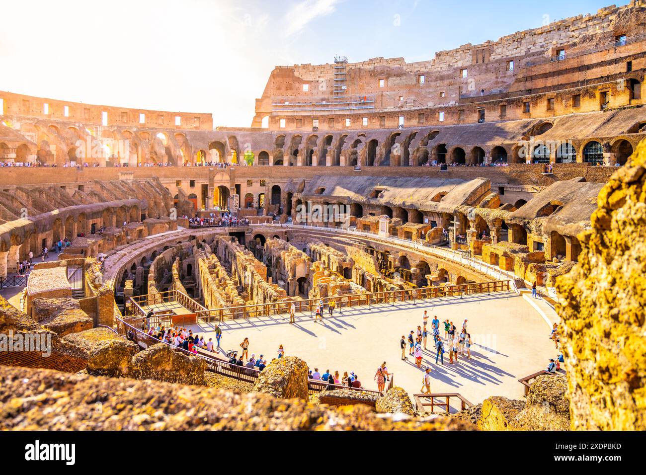 A scenic view of the Colosseum in Rome, Italy, during sunset. The ...