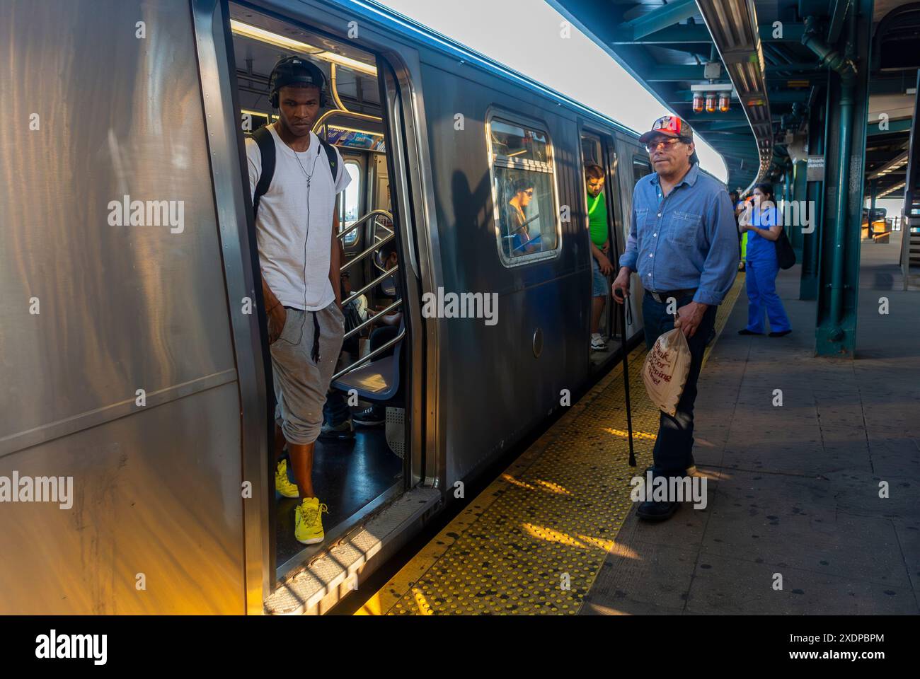 New York CIty, NY, USA, People on Train Platform, Men, NYC Subway ...