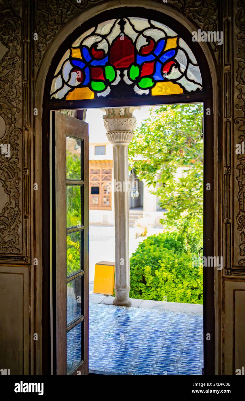Iranian traditional door, historic house of Zinat Al-Molk Stock Photo ...