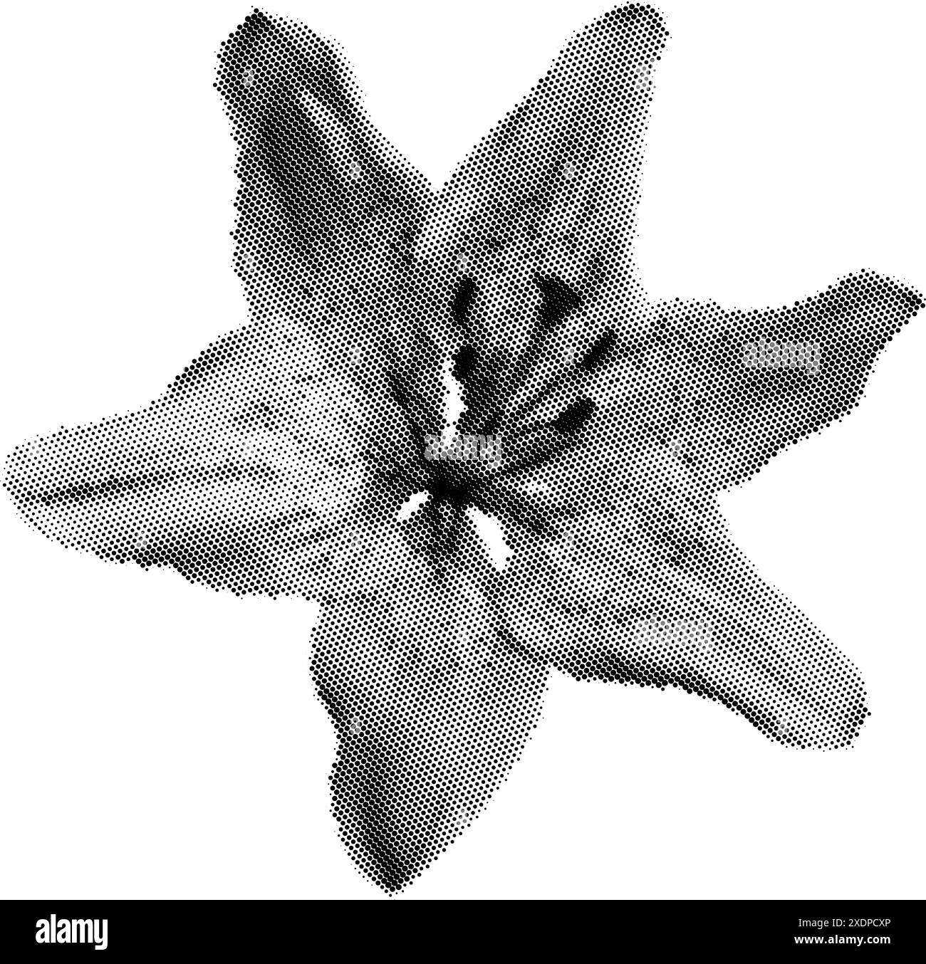 Halftone dotted cutout lily flower for trendy y2k retro collages ...