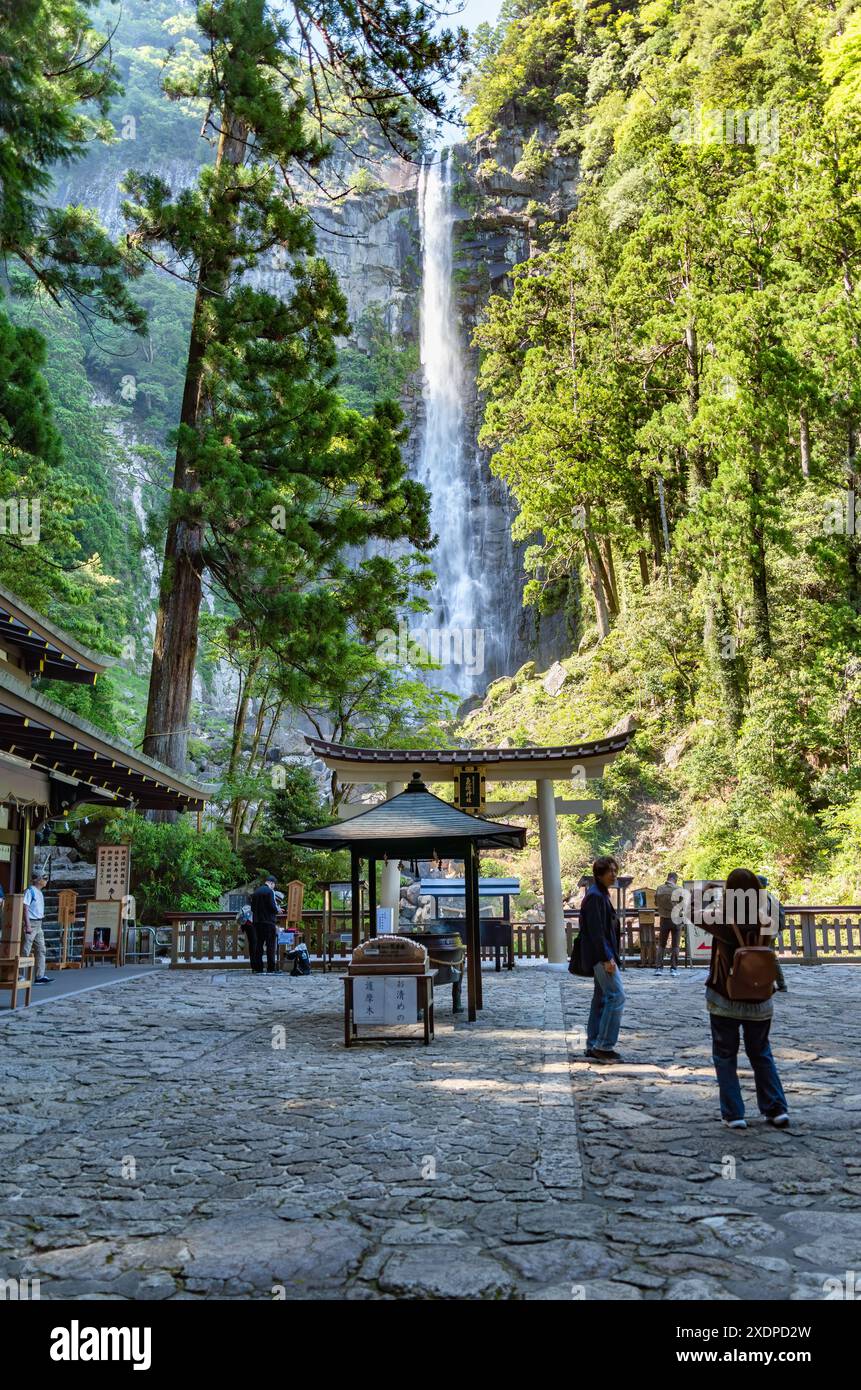 Nachi-Katsuura, Japan -05.10.2024: Tourists at the base of Nachi ...