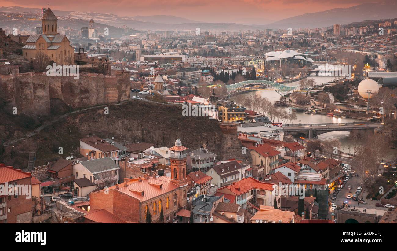 Tbilisi, Georgia 4k Timelapse. Elevated Top View Of Famous Landmarks In ...