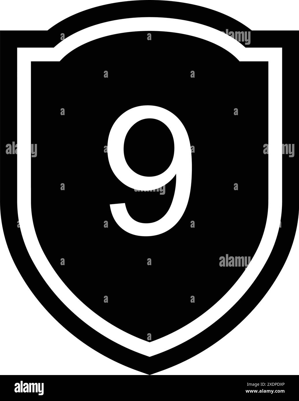 design icon of the number 9 in a shield illustration Stock Vector Image ...