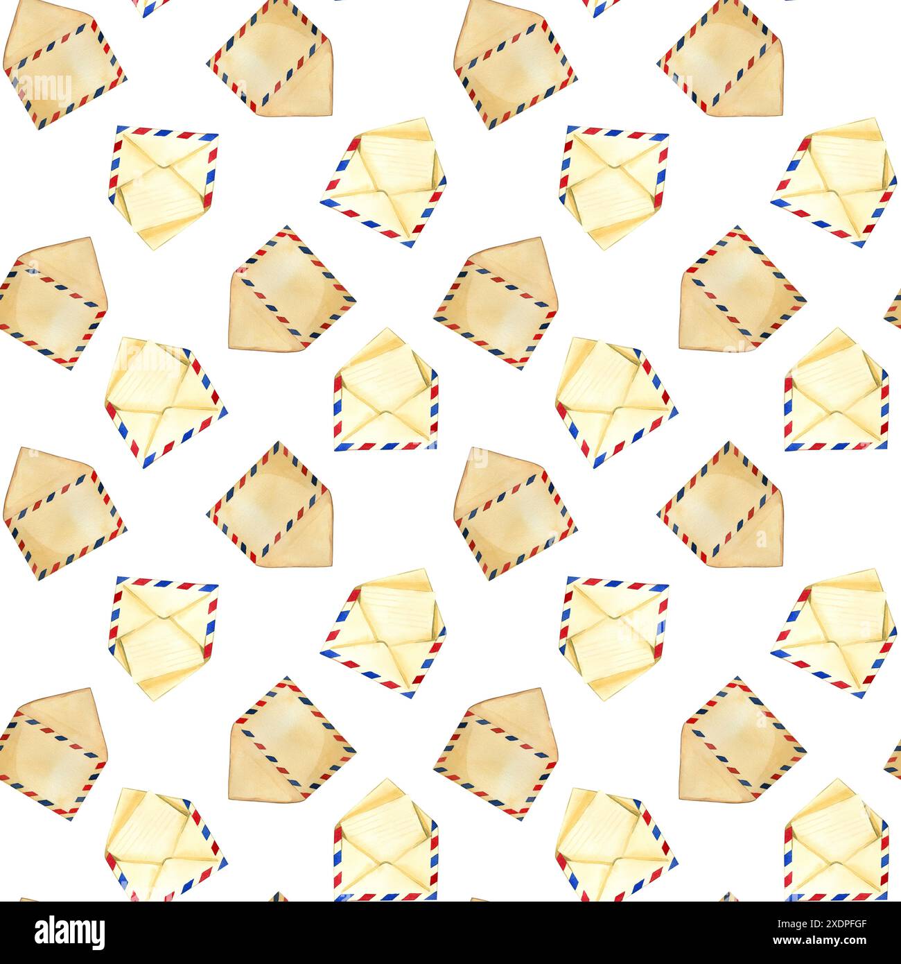 Seamless pattern. Postal envelopes with red and blue stripes. All ...