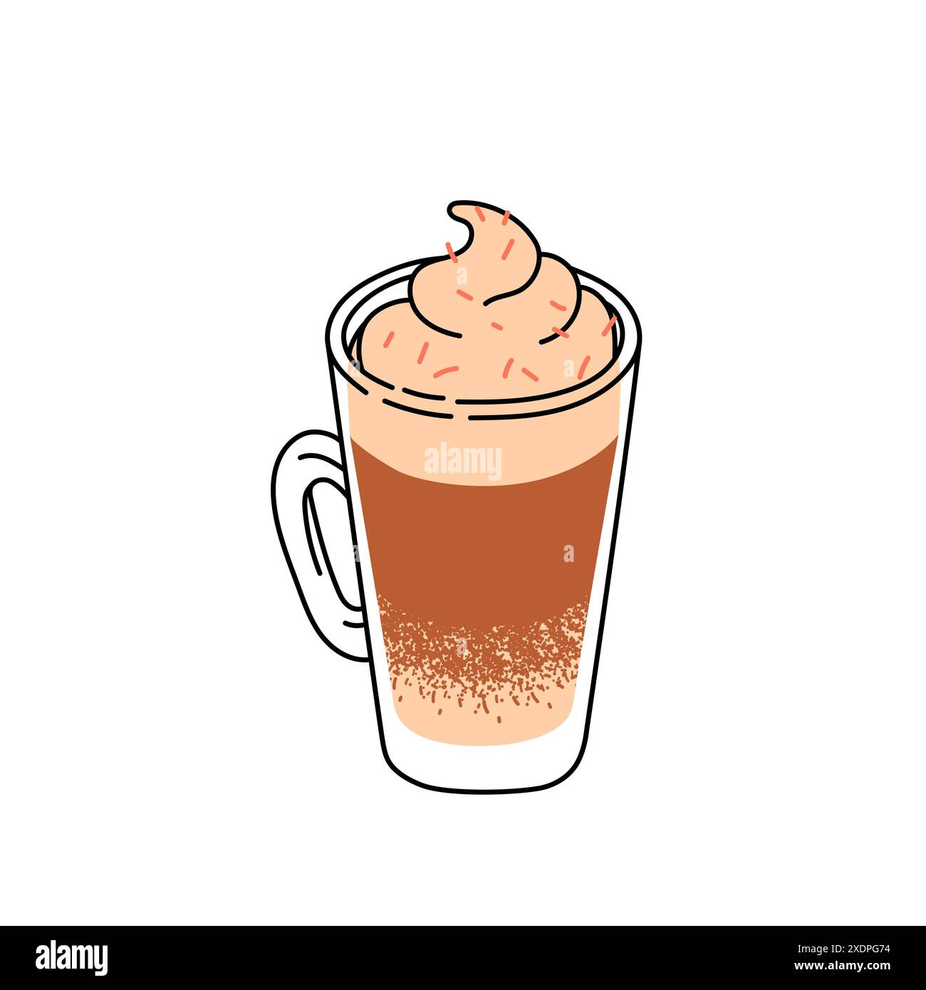 Vibrant vector illustration of a latte with whipped cream, perfect for ...