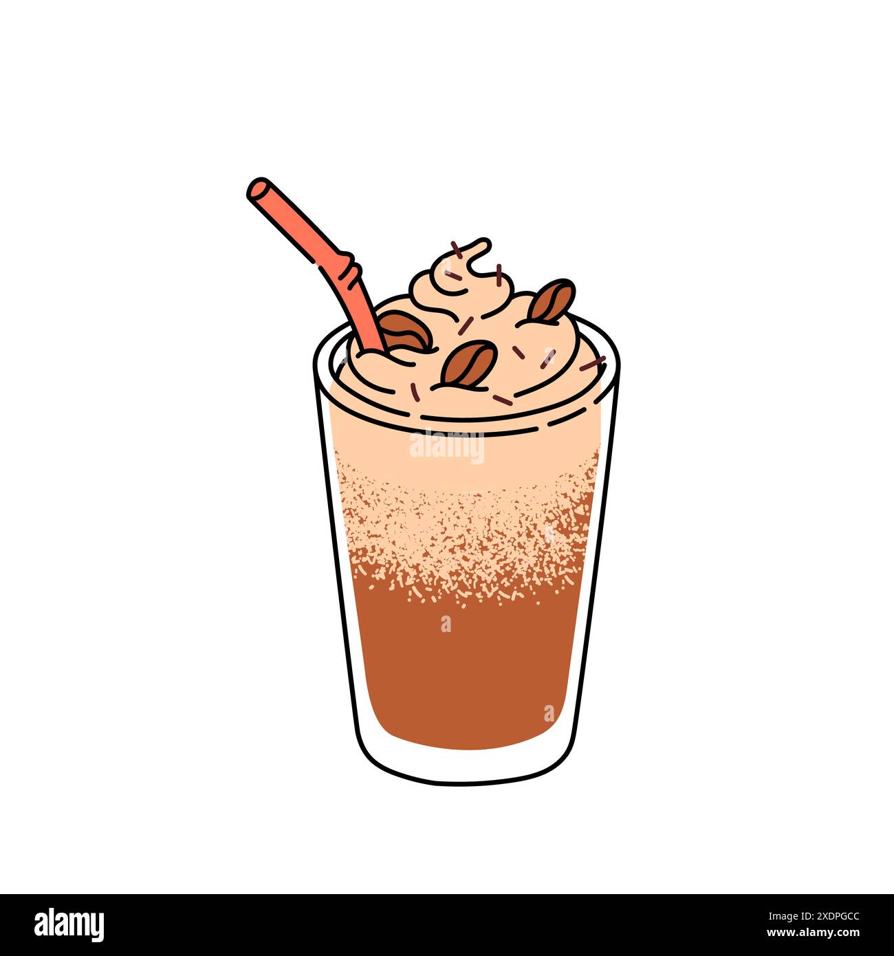 Vibrant vector illustration of a latte with whipped cream, perfect for ...