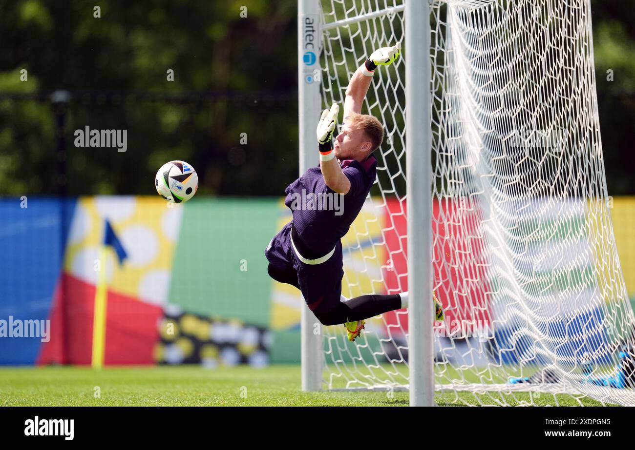 England goalkeeper Aaron Ramsdale during a training session at the Spa ...