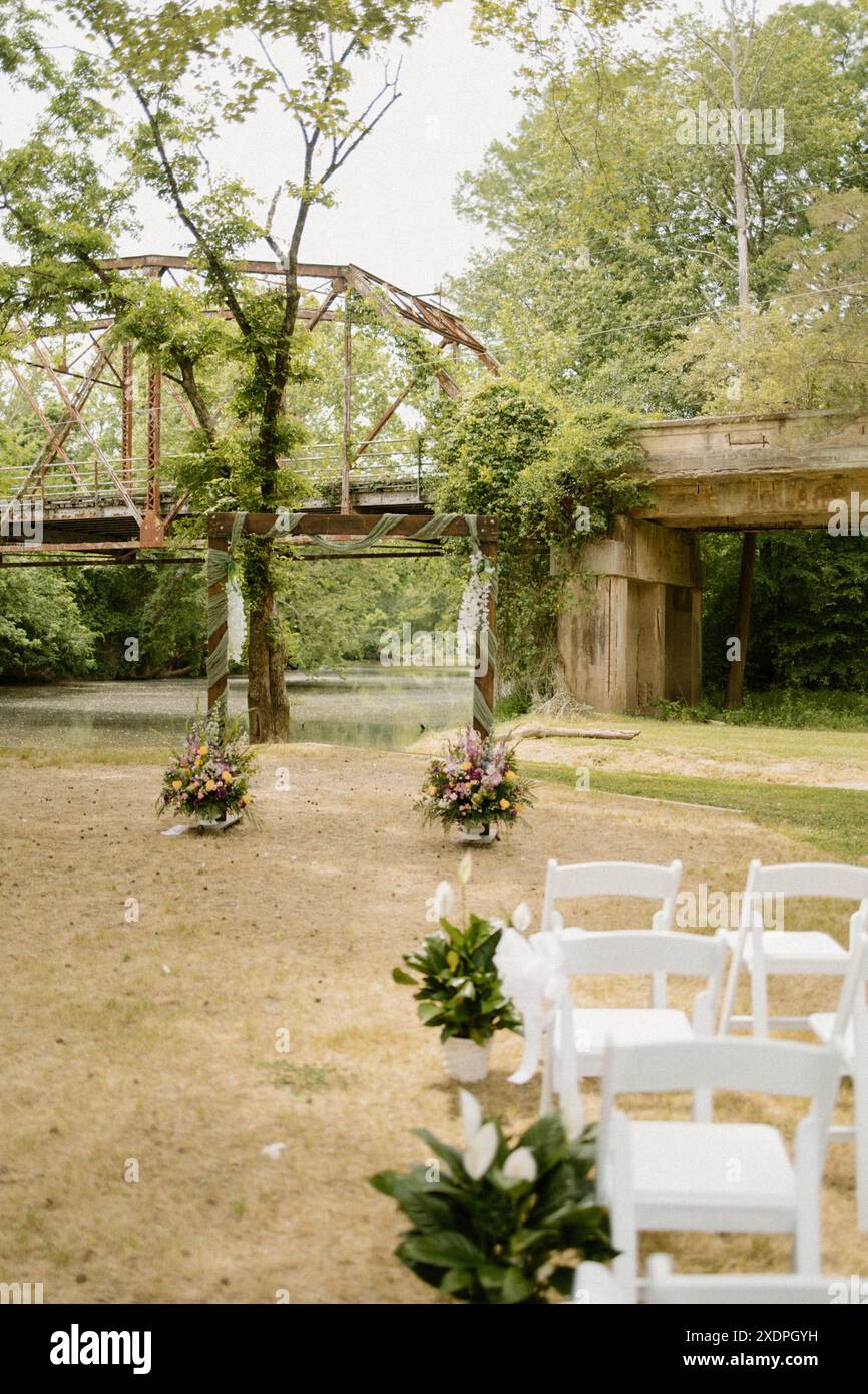 Wedding Arch with Chair Details Stock Photo - Alamy