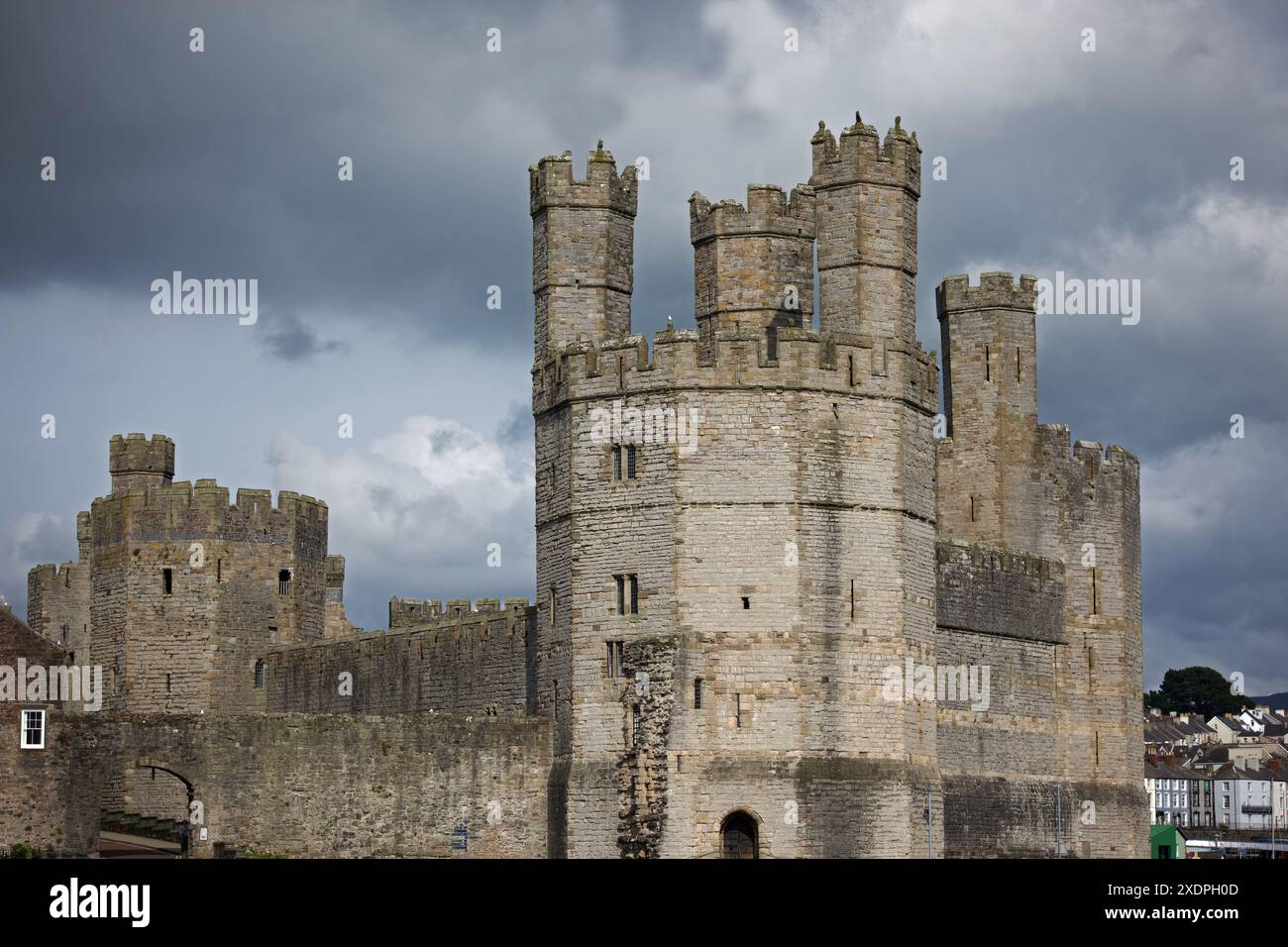 Caernarfon Castle is a medieval castle in the town of Caernarfon in ...