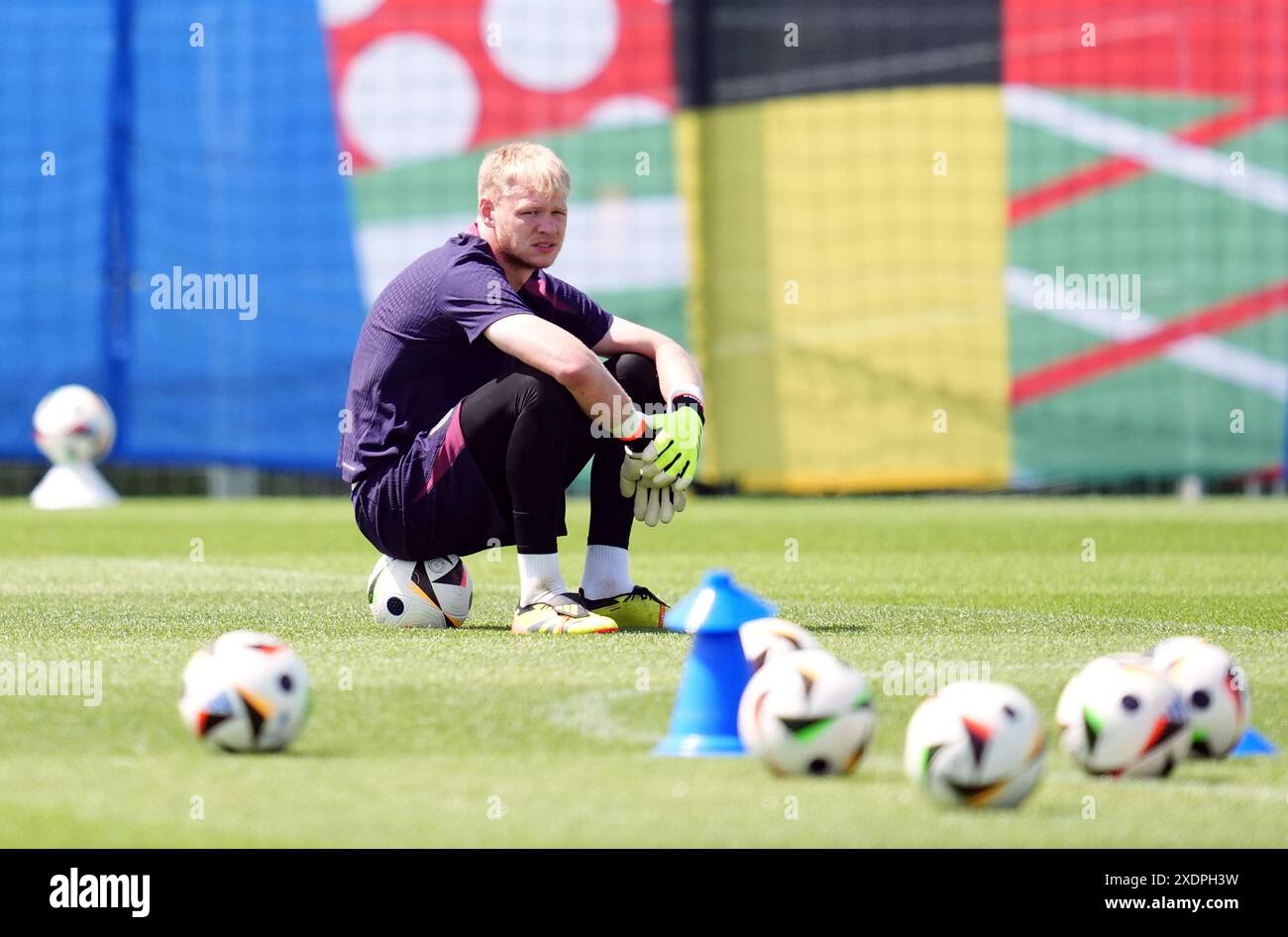 England goalkeeper Aaron Ramsdale during a training session at the Spa ...