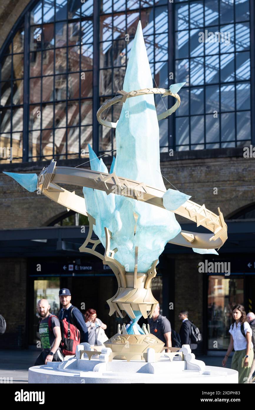 EDITORIAL USE ONLY A recreation of an Aetheryte Crystal is unveiled by ...