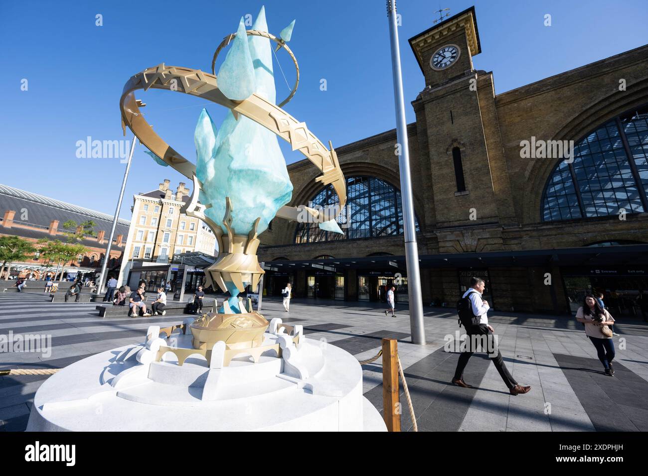 EDITORIAL USE ONLY A recreation of an Aetheryte Crystal is unveiled by ...