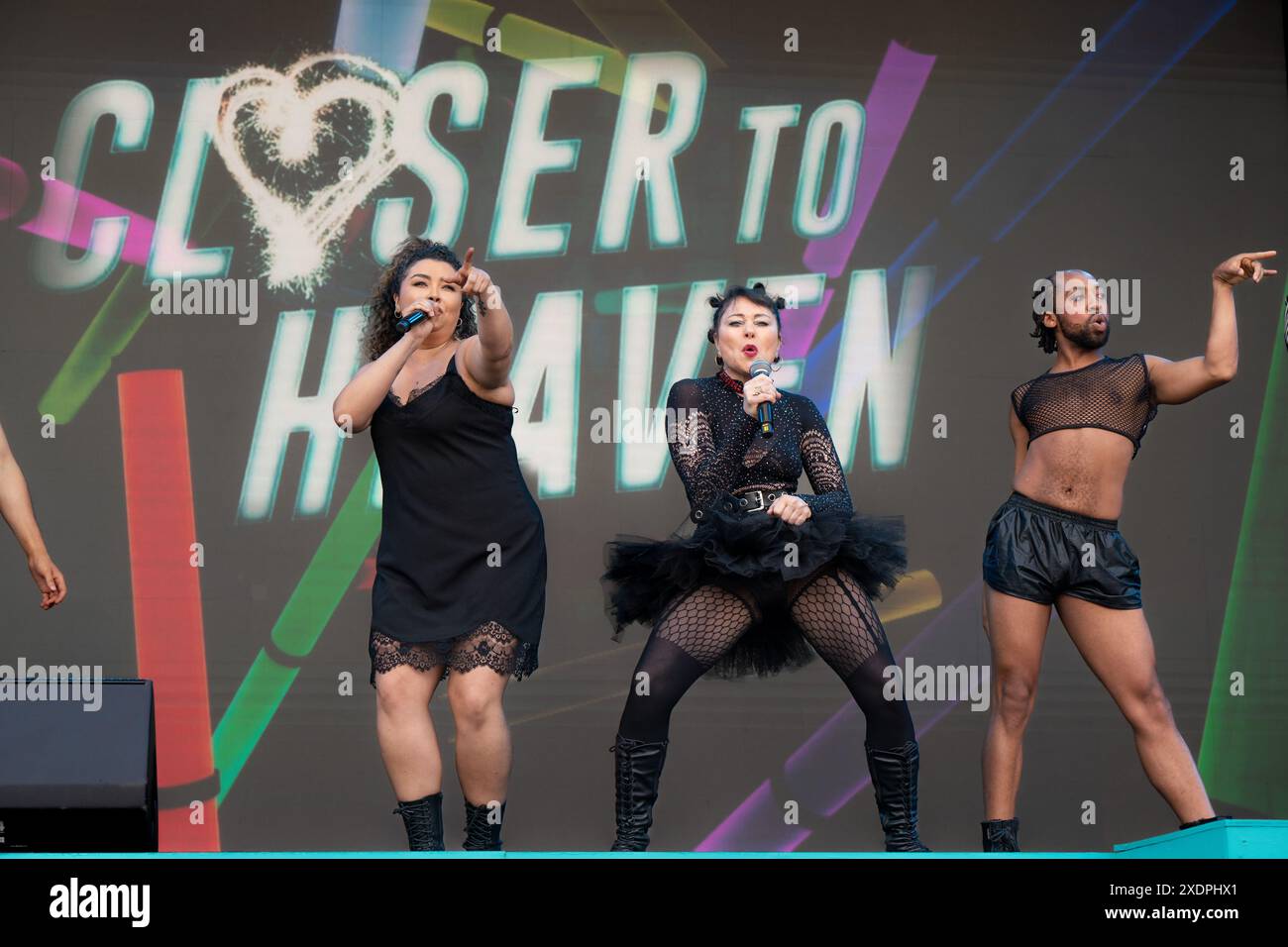 The cast of Closer To Heaven including Frances Ruffelle as Billie Trix ...