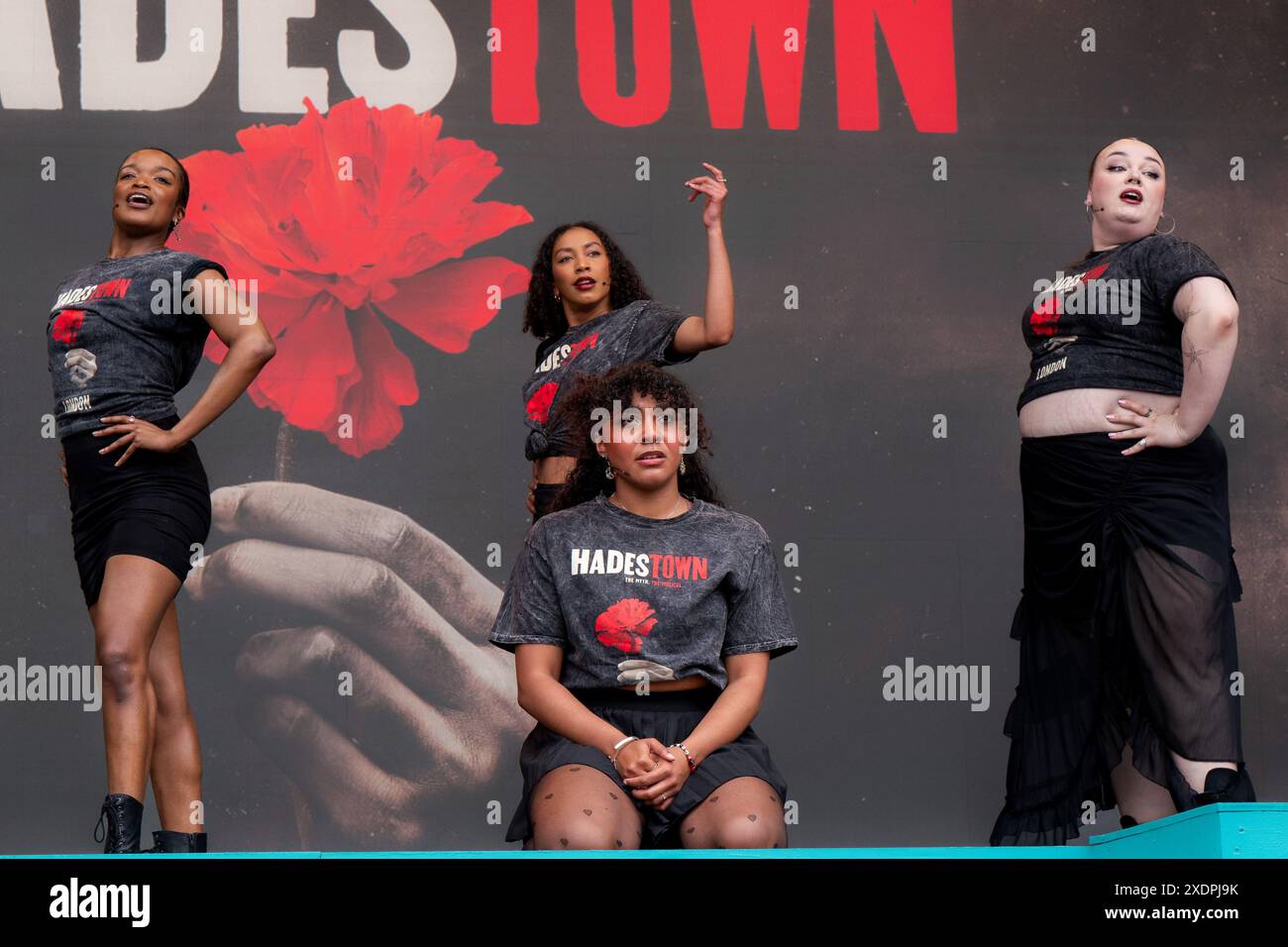 The Cast of Hadestown on stage at West End Live. West End Live at ...