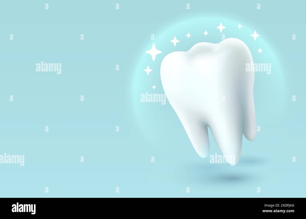 Tooth white, 3D illustration of a tooth on a light background. Vector ...