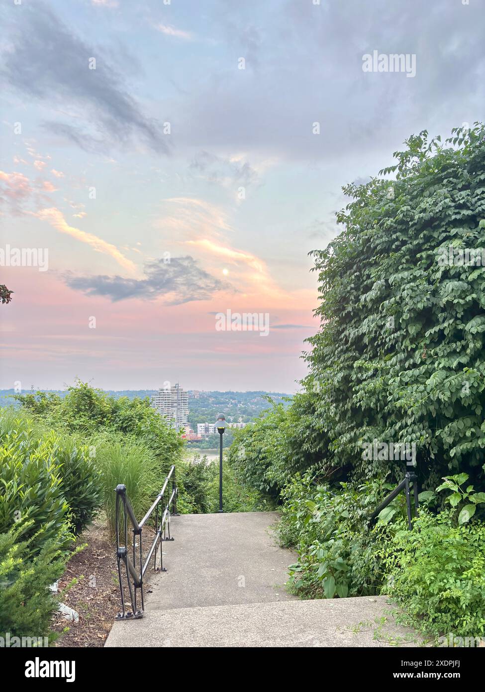 Serenity at dusk looking down Mount Adams Steps in Cincinnati Stock ...