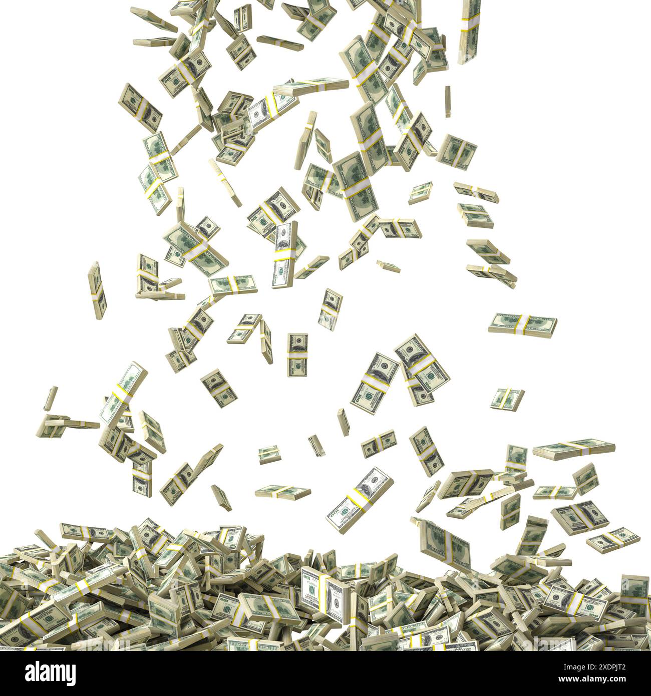Piles money us dollar bills falling, isolated transparent background ...