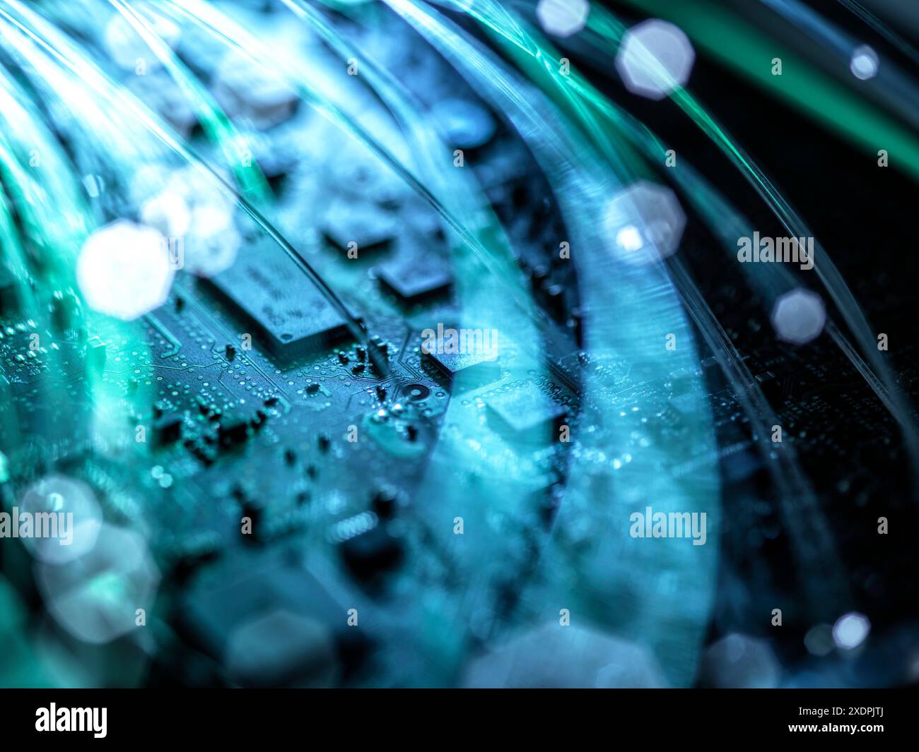 AI Data Technology, Fibre optics carrying data from a computer Stock ...