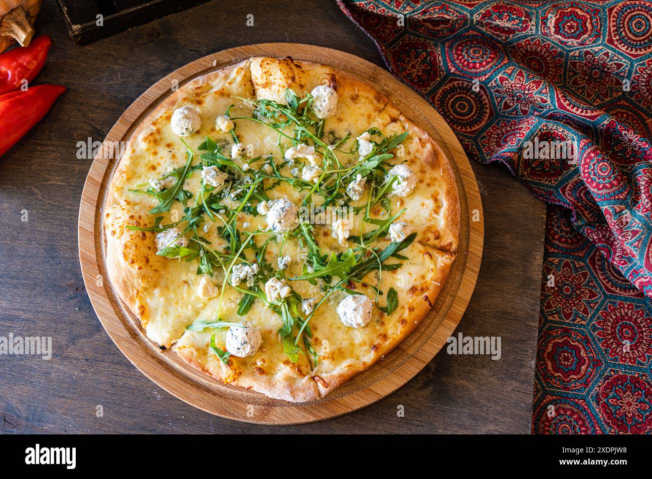 Fresh baked 4 cheese pizza Stock Photo - Alamy
