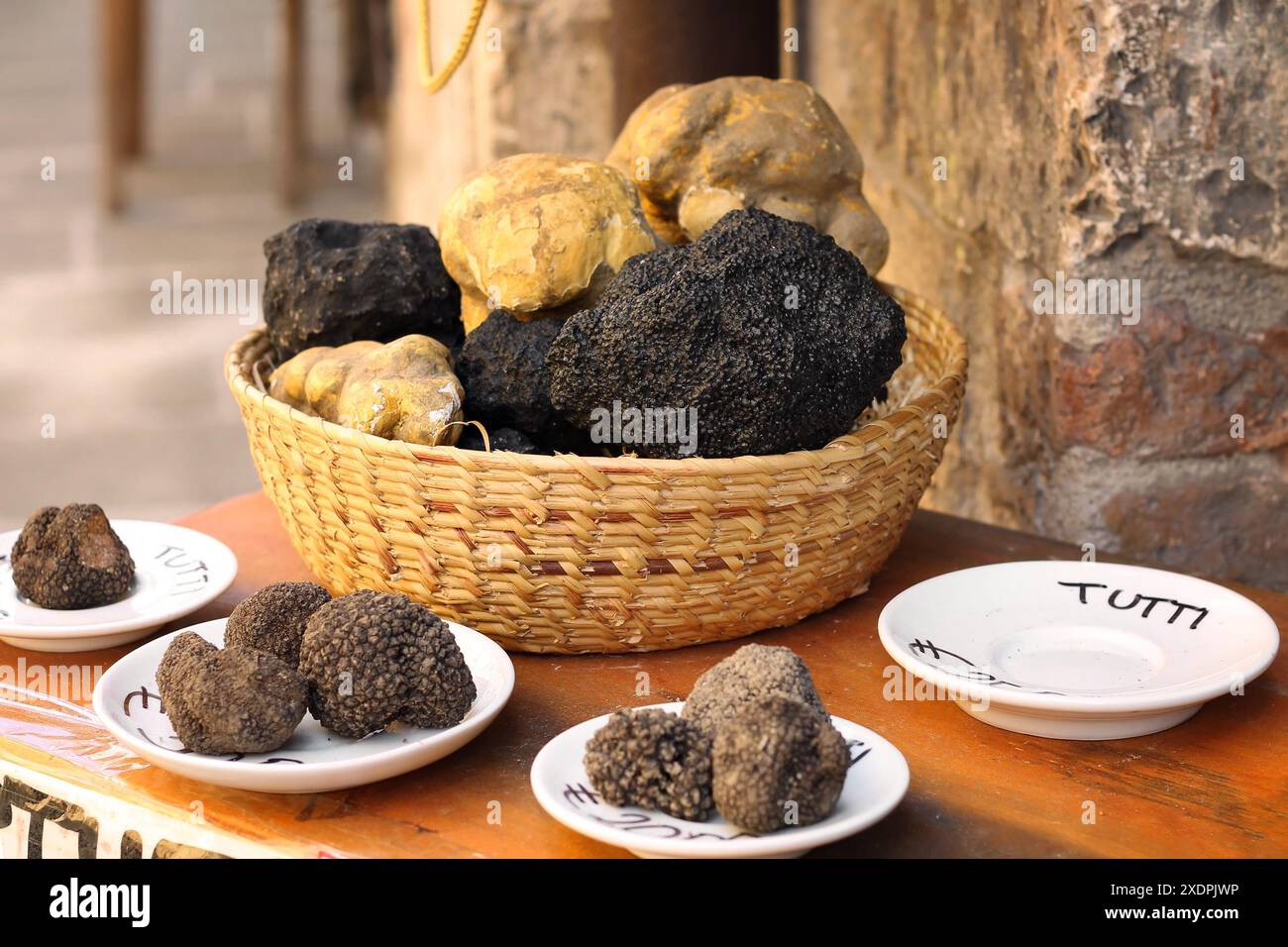 Various truffles on display in Umbria, Italy Stock Photo - Alamy