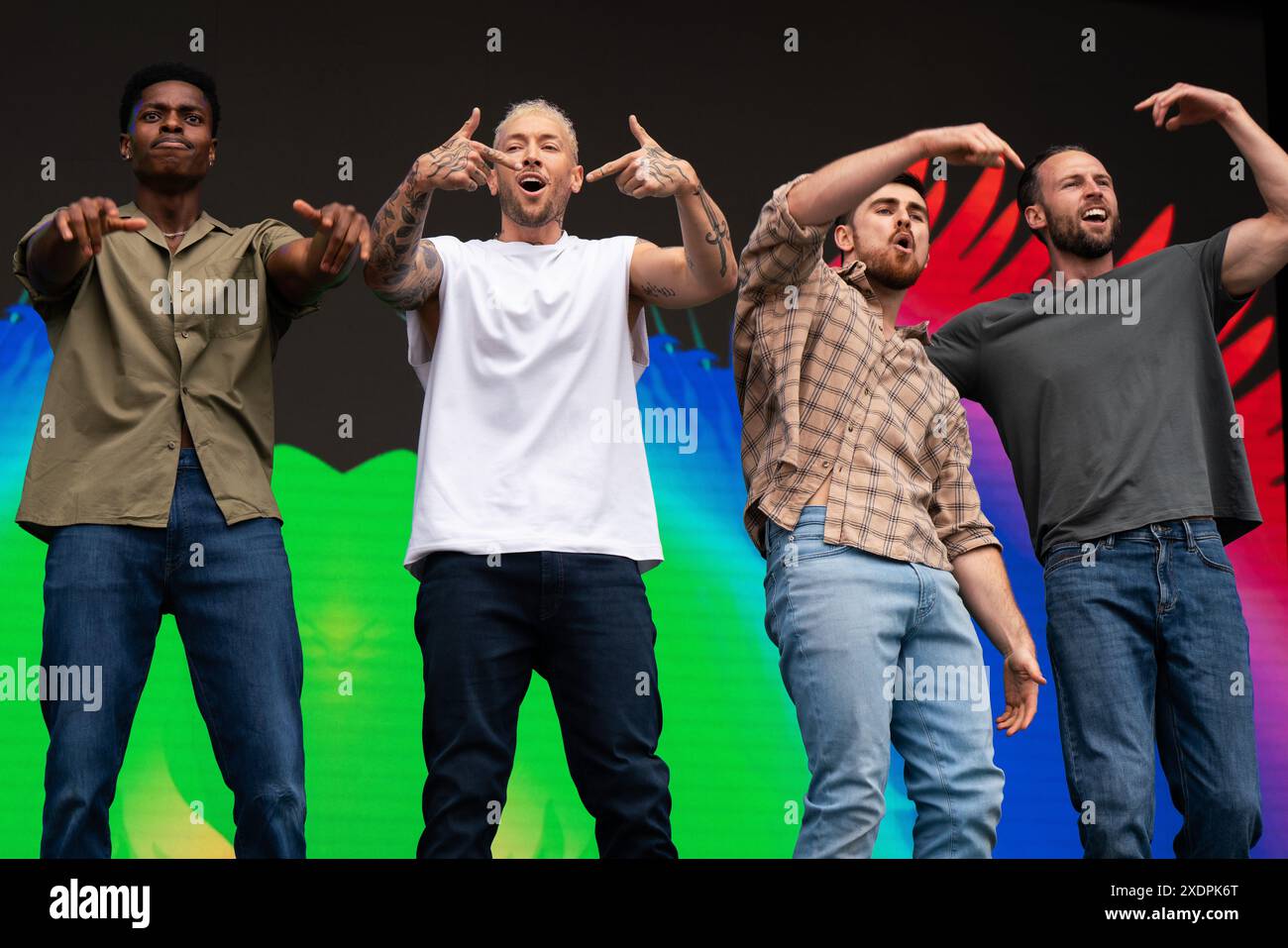 The Cast of Magic Mike Live dance and take their shirts off on stage at ...