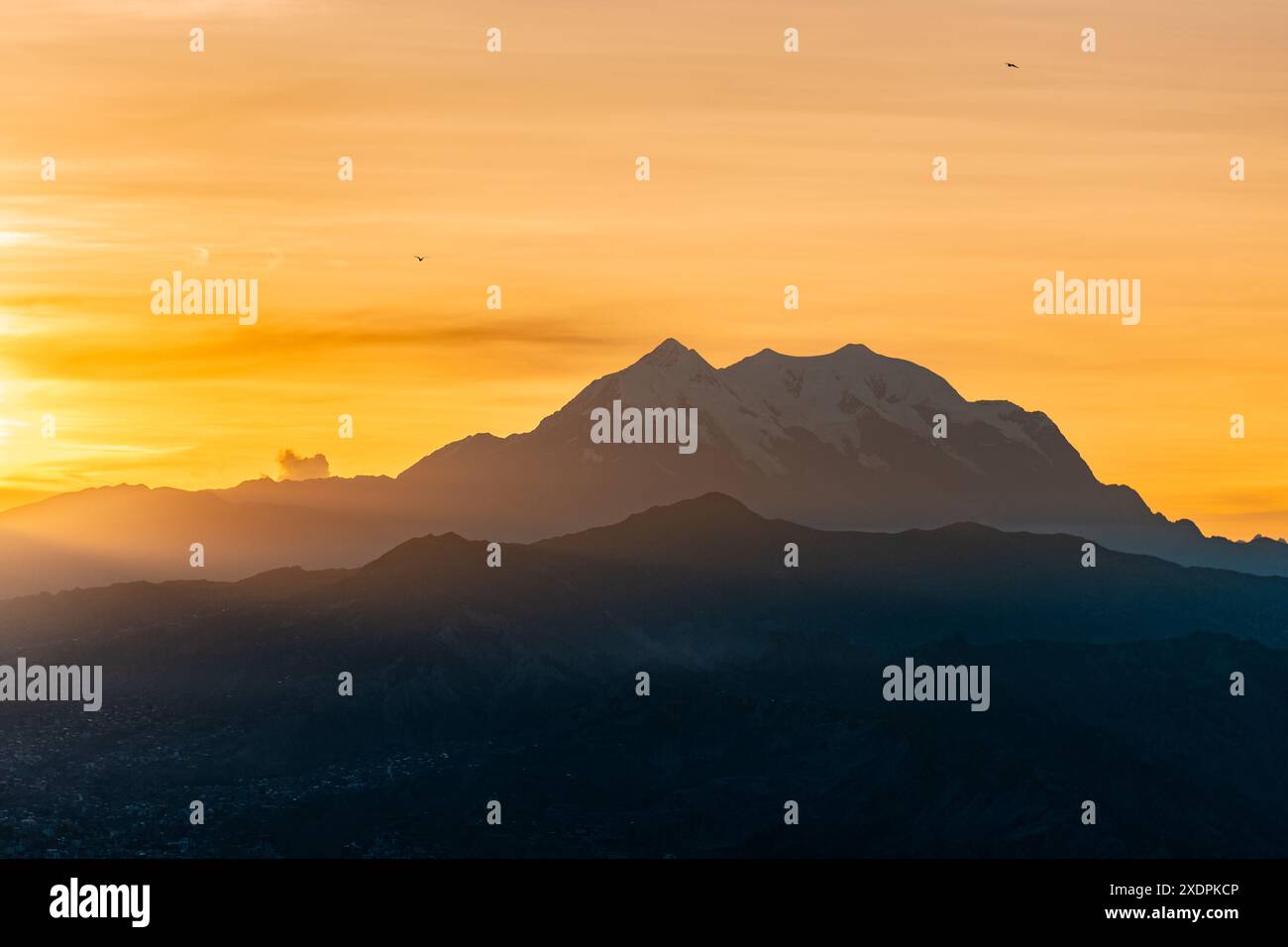 Illimani with the city of La Paz in Bolivia Stock Photo - Alamy