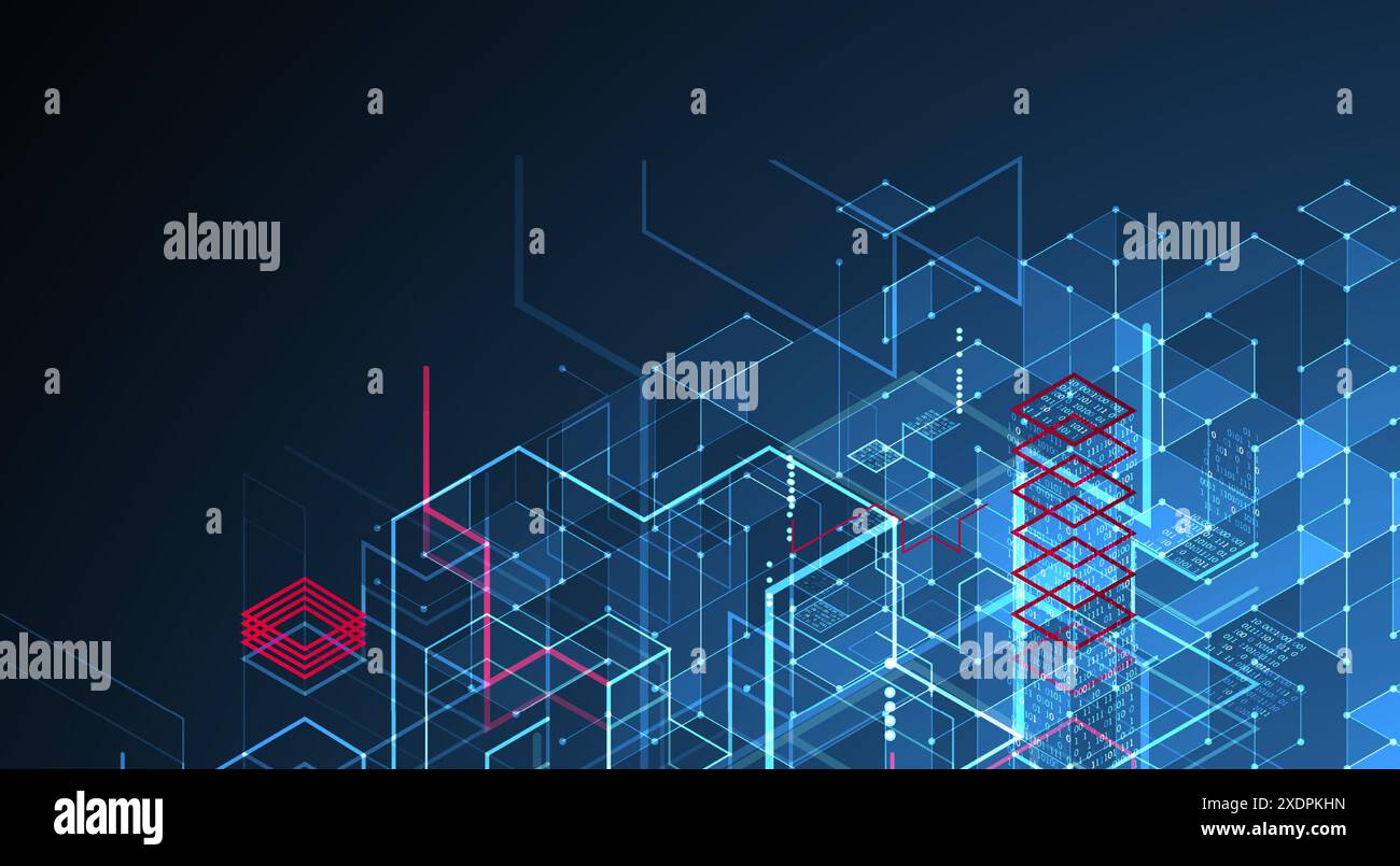 Isometric big data processing concept, cloud database. Abstract ...
