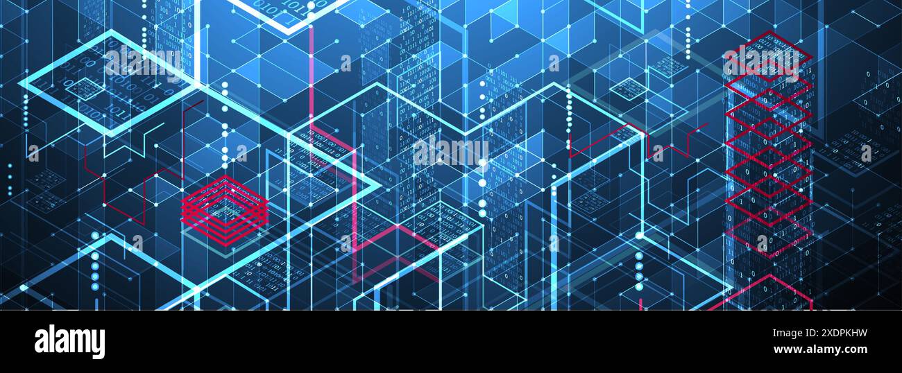 Isometric big data processing concept, cloud database. Abstract ...