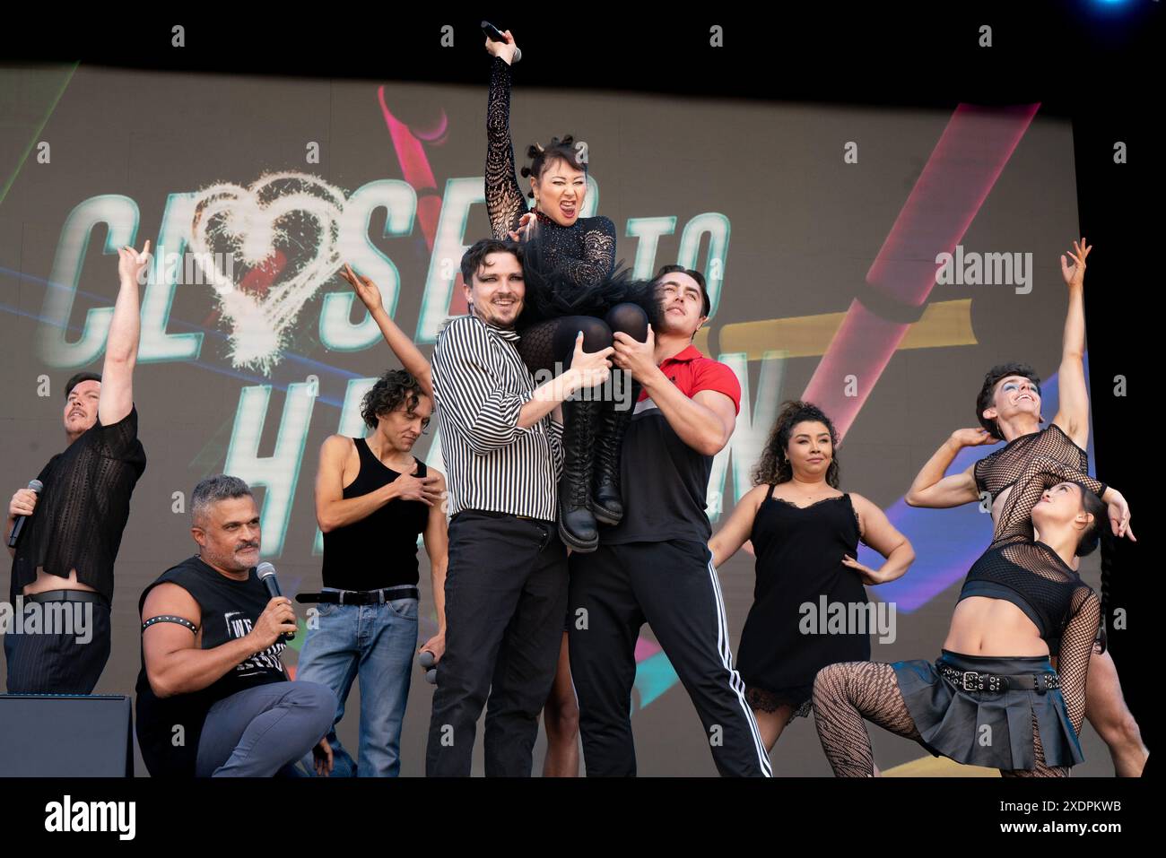 The cast of Closer To Heaven including Frances Ruffelle as Billie Trix ...