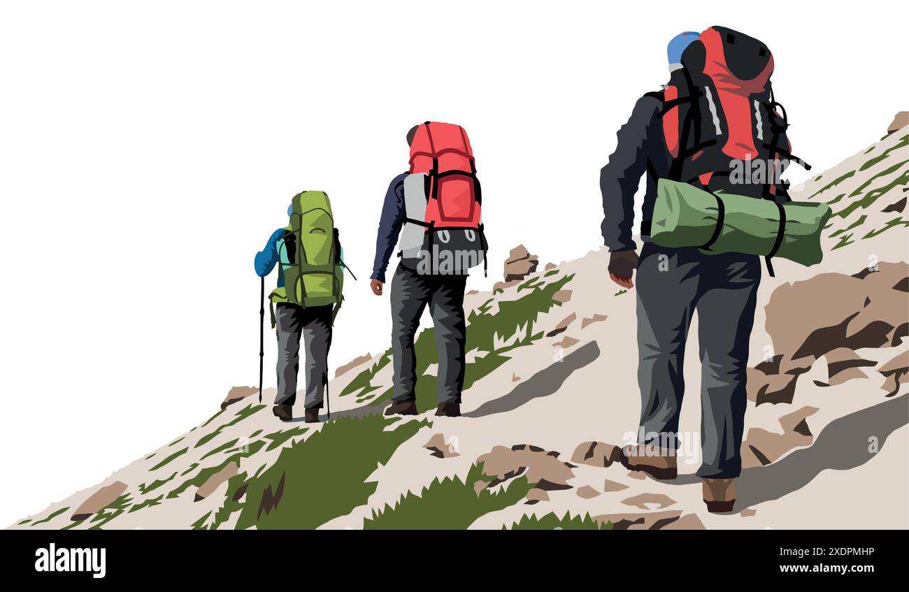 Trekking trekkers hikers Stock Vector Images - Alamy