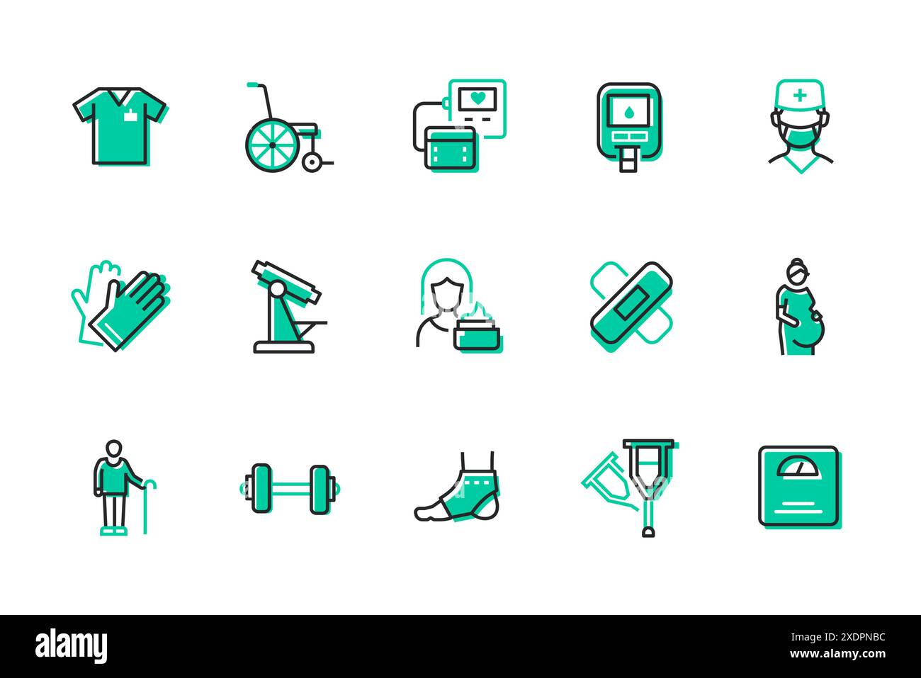Health problems and medical supervision - set of line design style ...