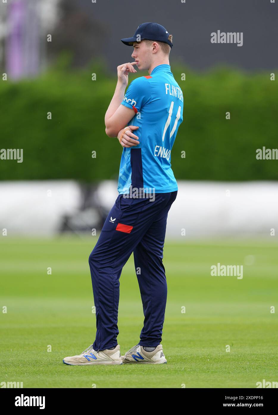 England's Rocky Flintoff during the warm-up match at the Haslegrave ...